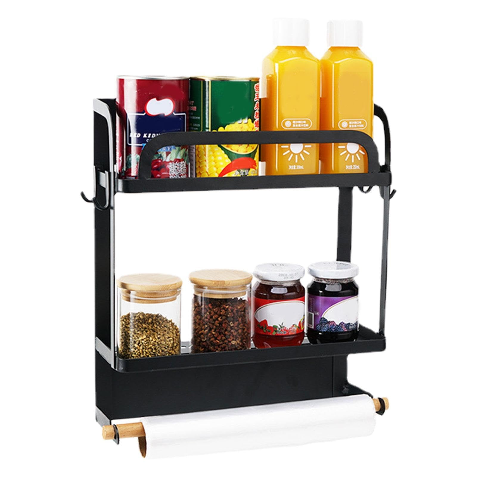 Magnetic Shelf Refrigerator Organizer - Condiment Organizer with Paper ...