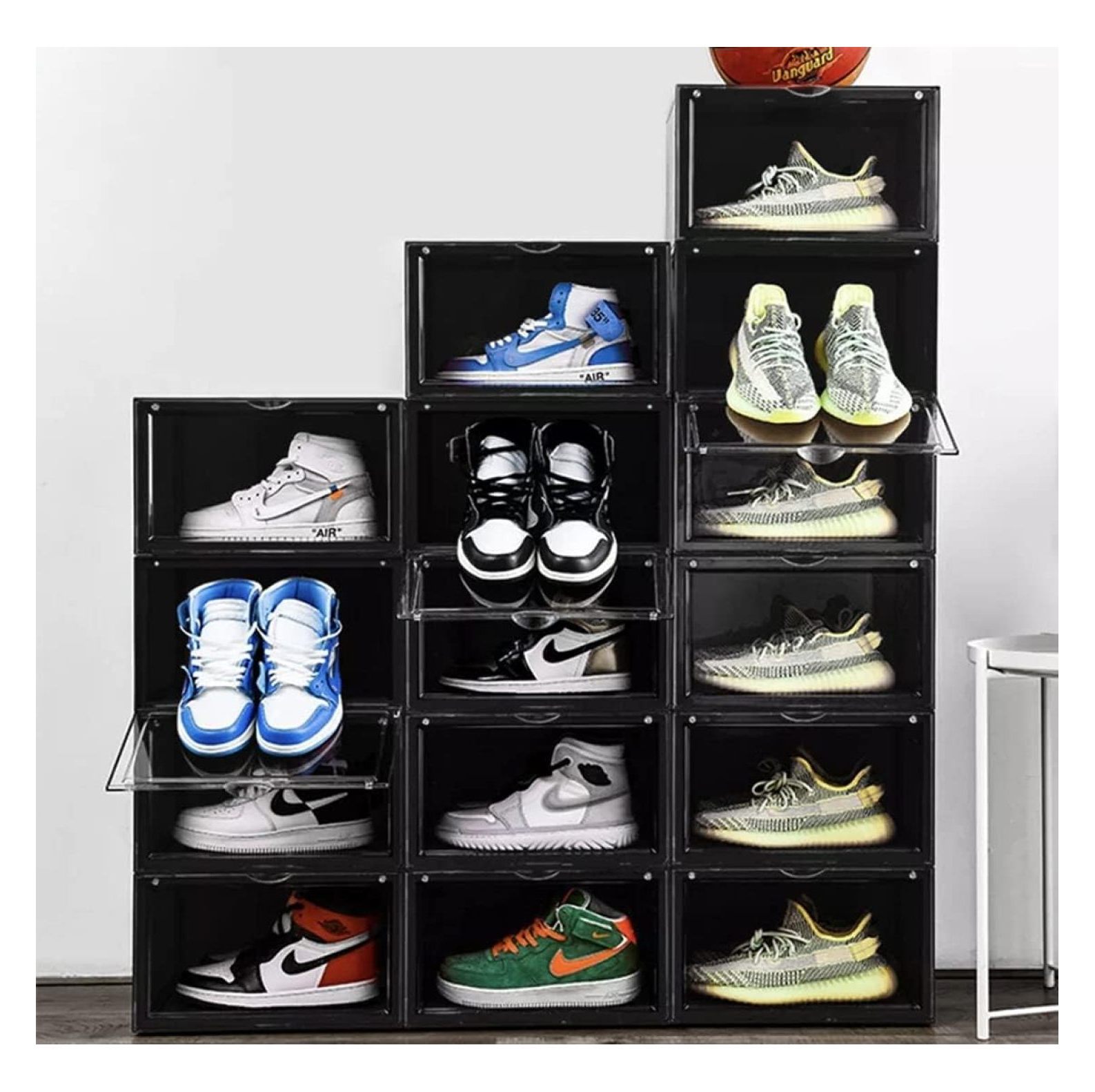 Magnetic Shoe Storage Box Drop Side/Front Sneaker Case Stackable ...