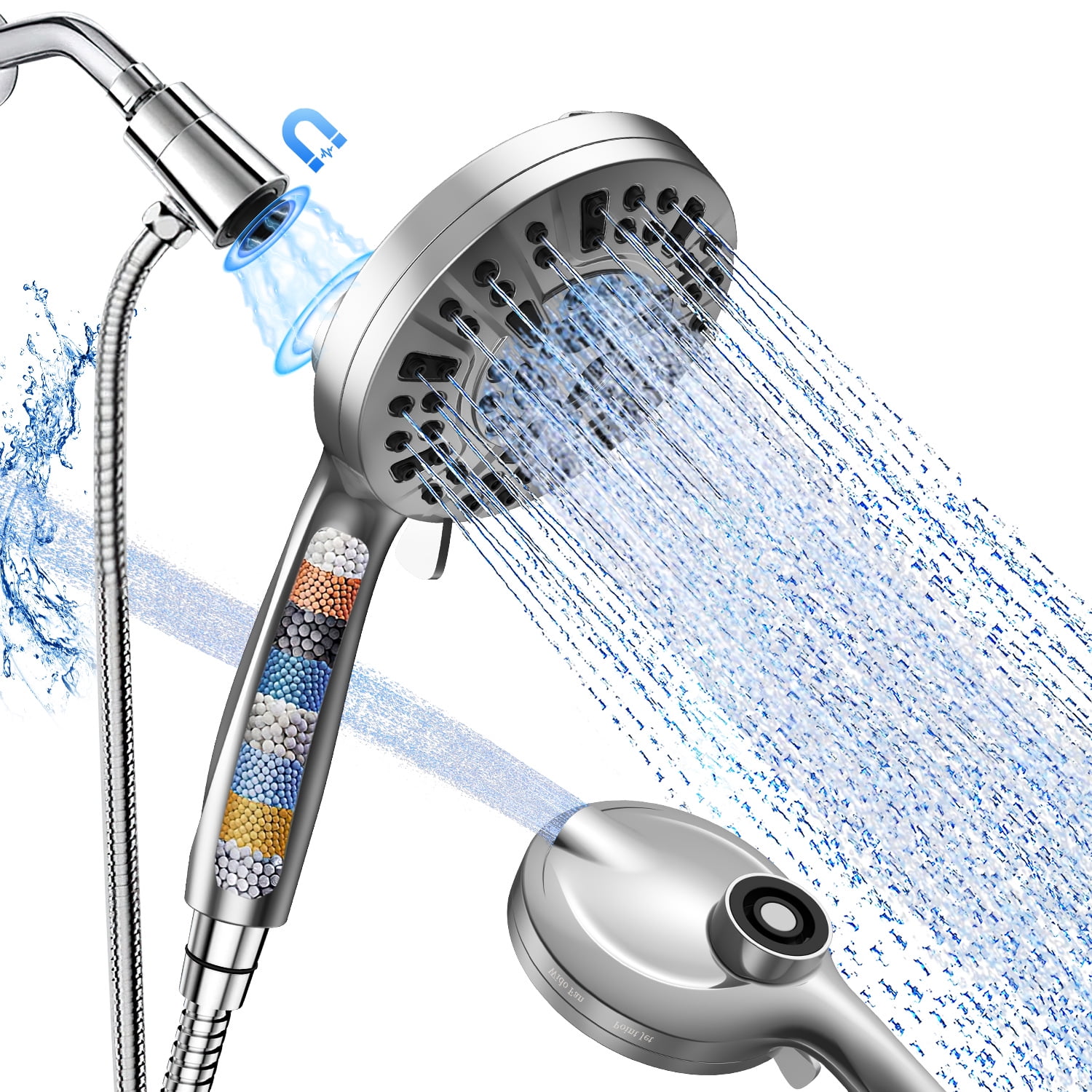 Filtered Shower Head with Magnetic Docking Brackets, High Pressure 10 ...
