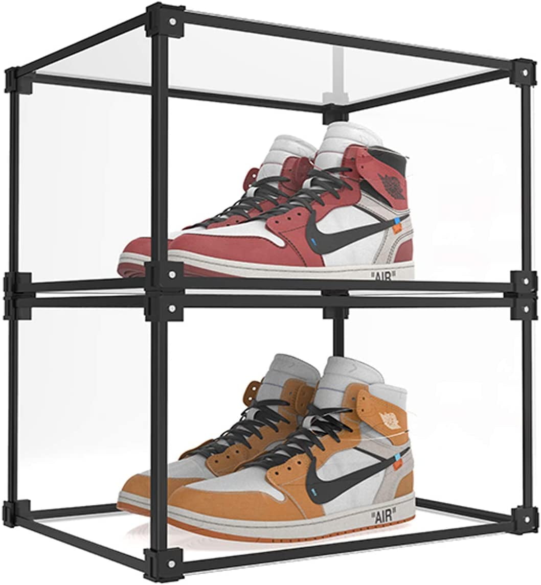 Magnetic Side Open Transparent Plastic Storage Shoe Box Clear Shoe ...