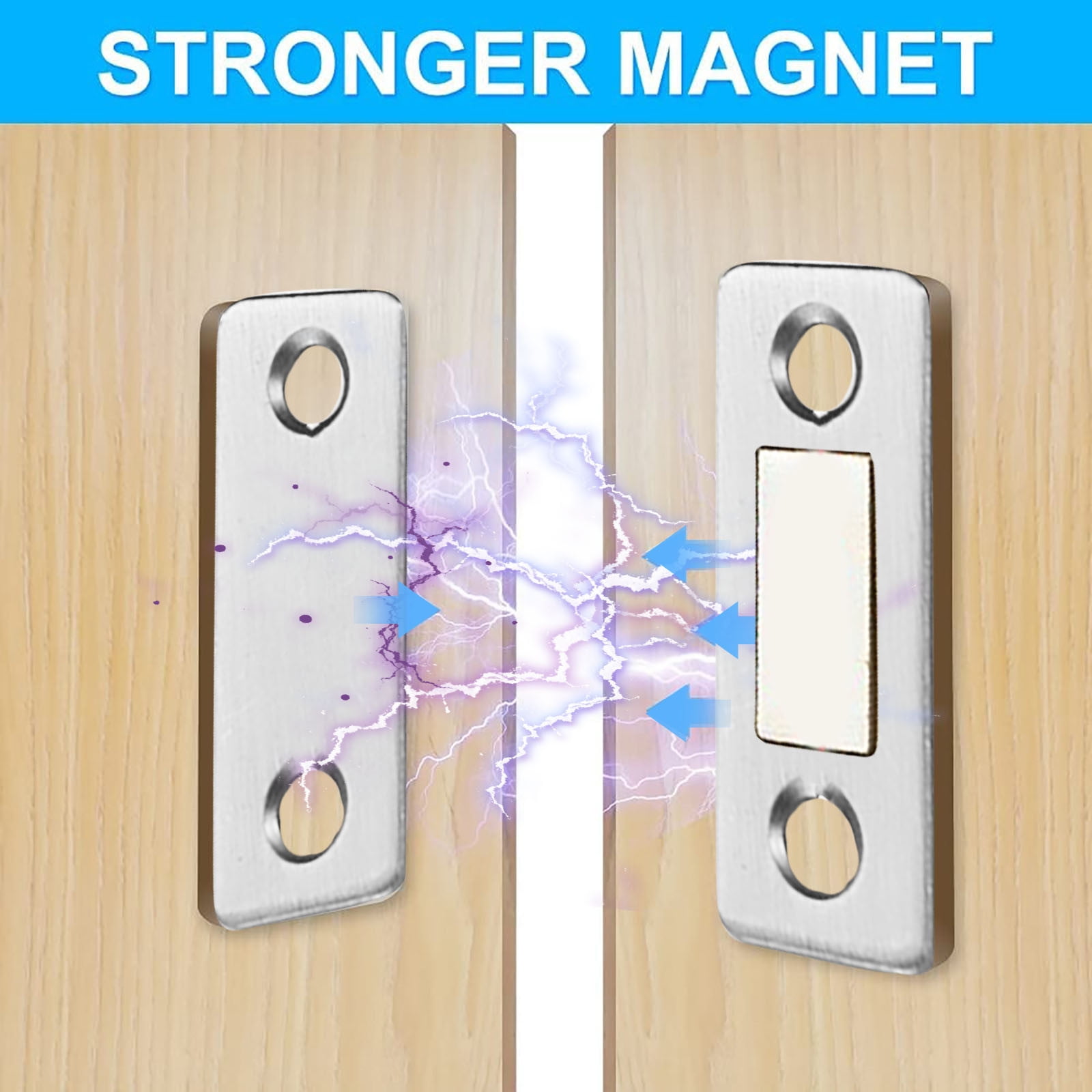 Magnetic Sliding Door Wardrobe Cabinet Catch | 4mm Thin Stainless Steel ...