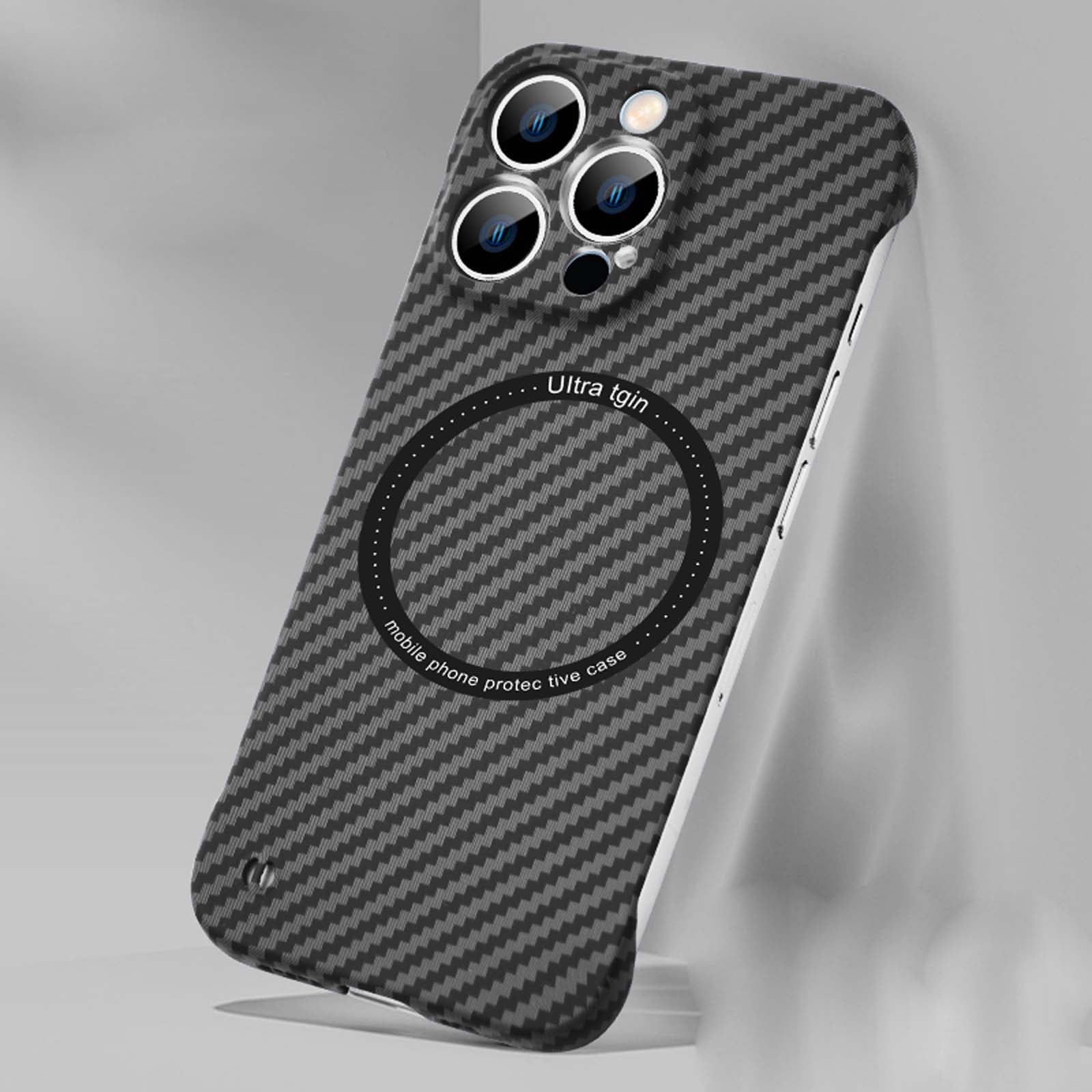 Magnetic Slim Soft Touch Skin Fiber Pattern Frameless for iPhone 16 Pro ...