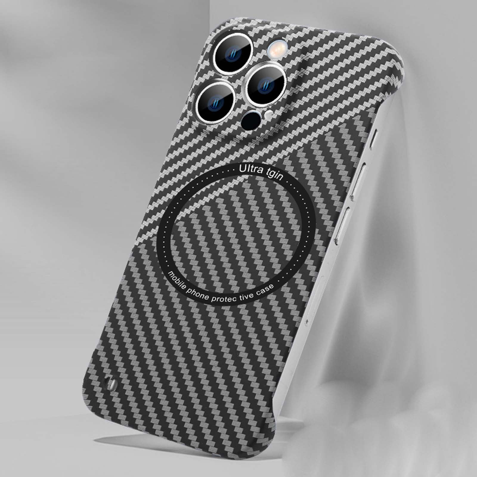 Magnetic Slim Soft Touch Skin Fiber Pattern Frameless for iPhone 16 Pro ...