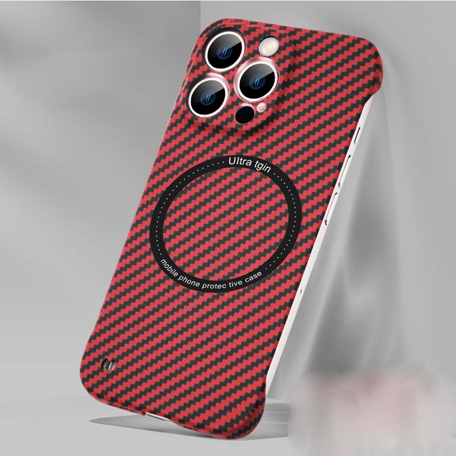 Magnetic Slim Soft Touch Skin Fiber Pattern Frameless for iPhone 16 Pro ...