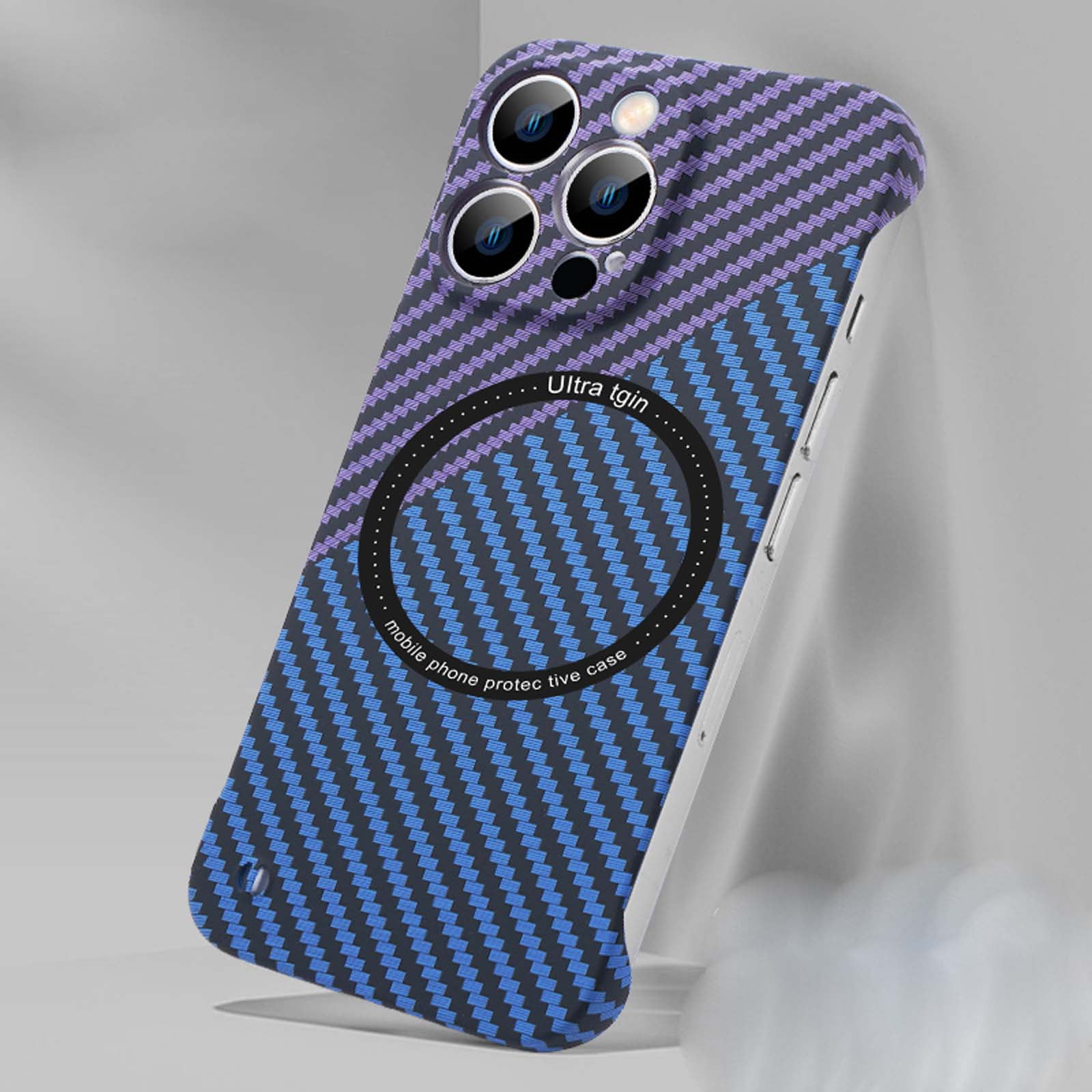 Magnetic Slim Soft Touch Skin Fiber Pattern Frameless for iPhone 16 Pro ...