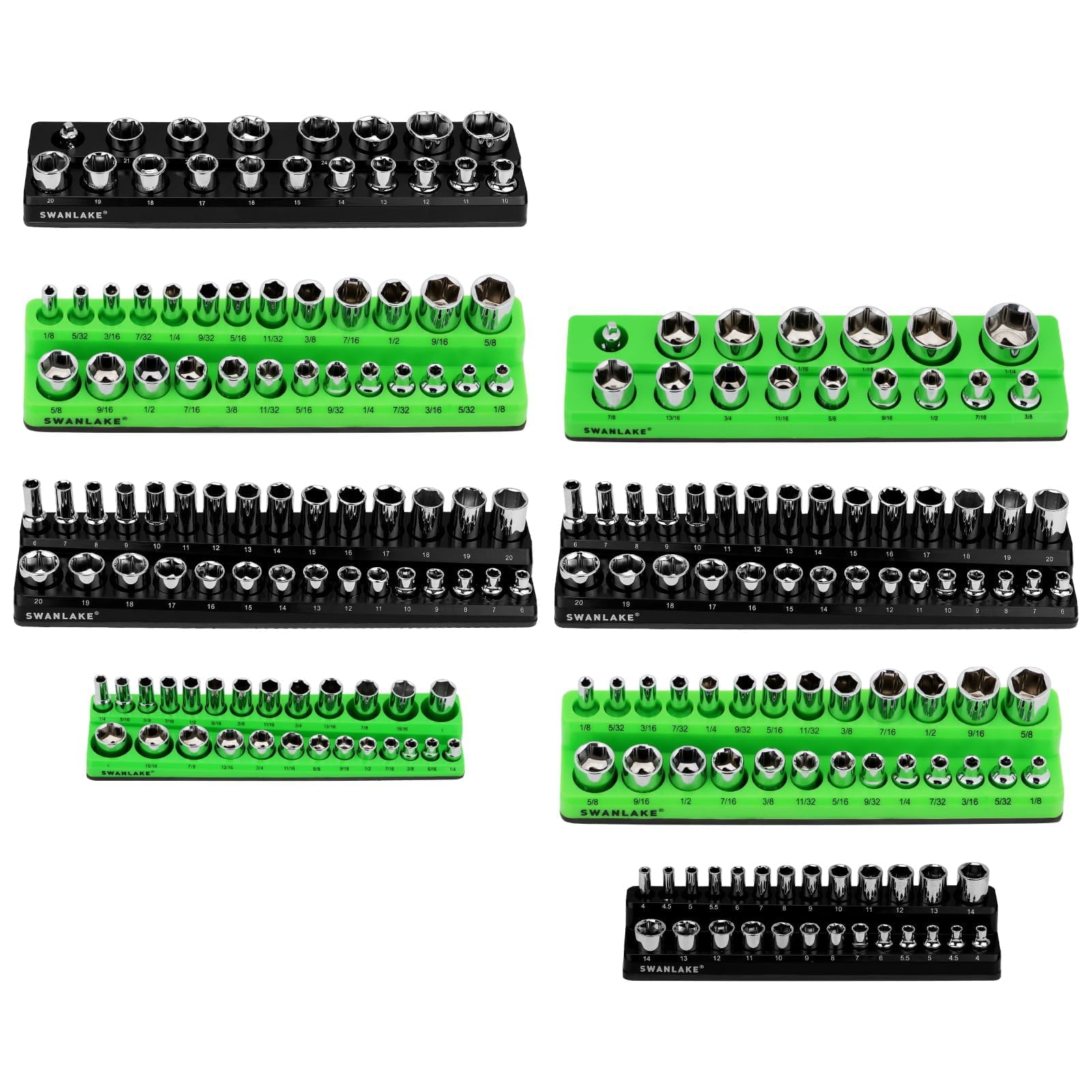 Magnetic Socket Organizer Holder Tool: 8PCS Set includes 1/4", 4PCS 3/8 ...