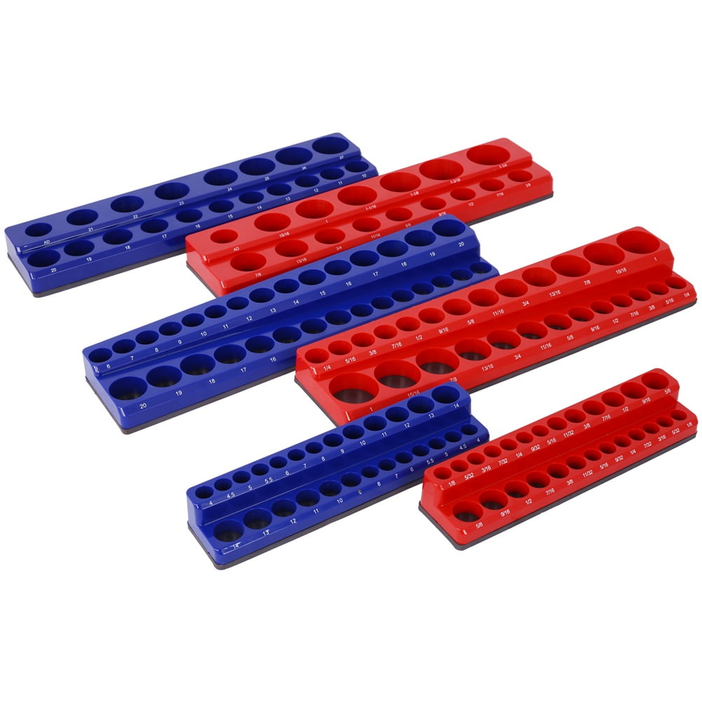 Magnetic Socket Organizer Set, 6 Pieces Socket Holder Kit Includes 1/4 ...