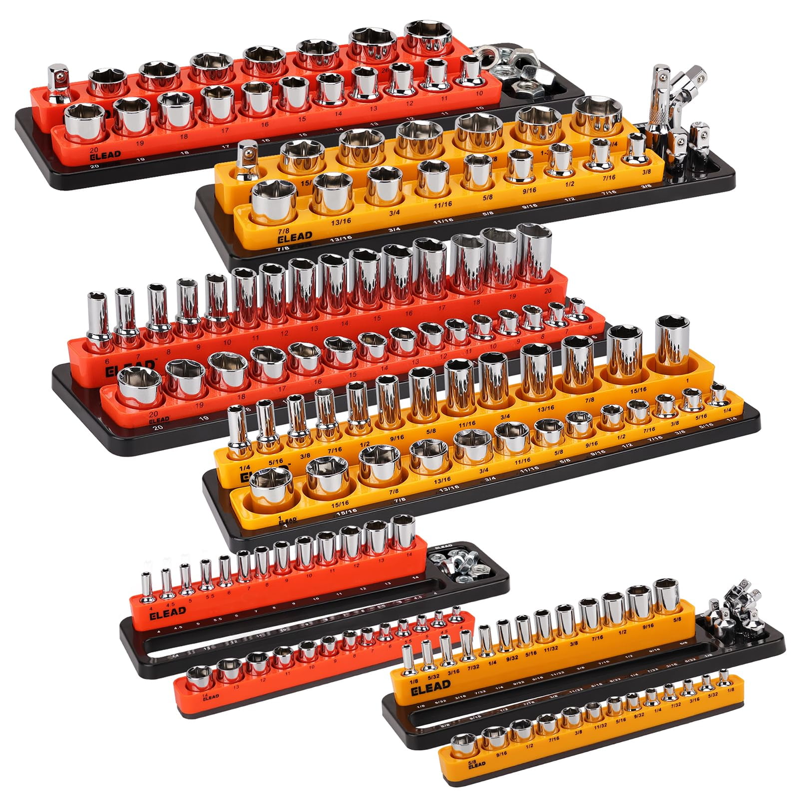 Magnetic Socket Organizer Set - Durable 1/2, 1/4, 3/8 Inch Drive Holder ...