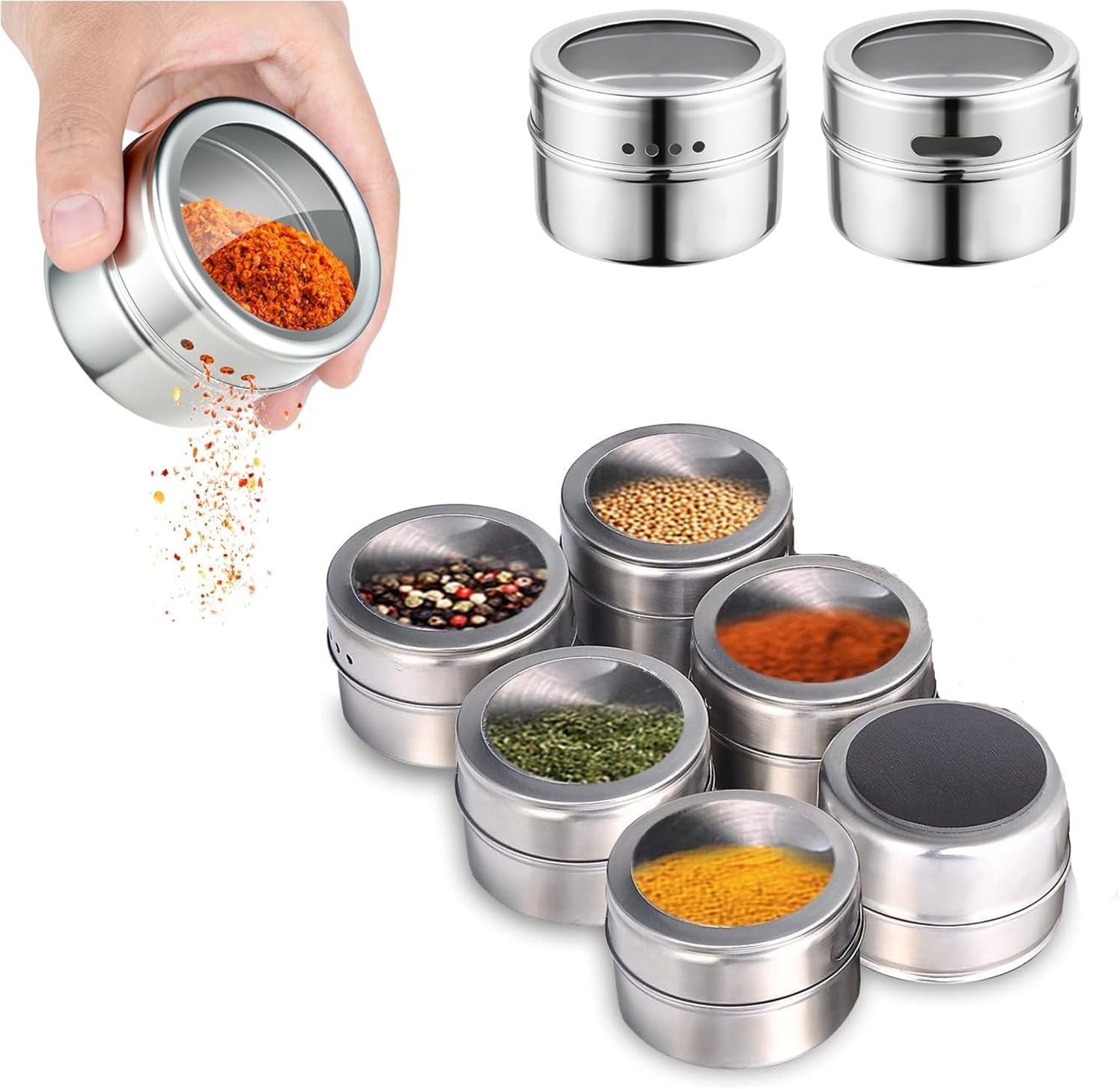 Magnetic Spice Jars, 2025 New Stainless Steel Spice Containers with ...