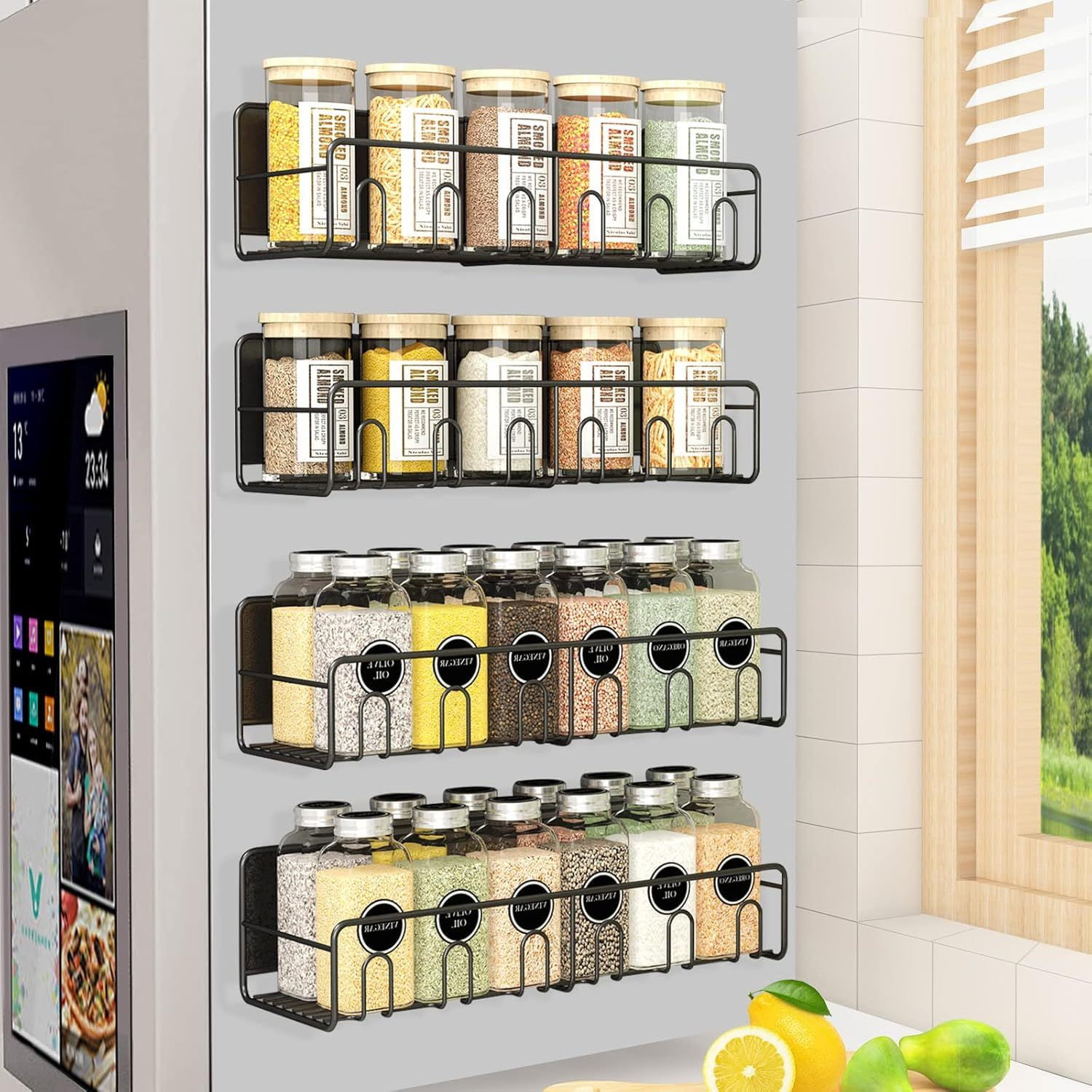 Magnetic Spice Rack, 4 Pack Magnetic Shelf Magnetic Shelves Fridge ...