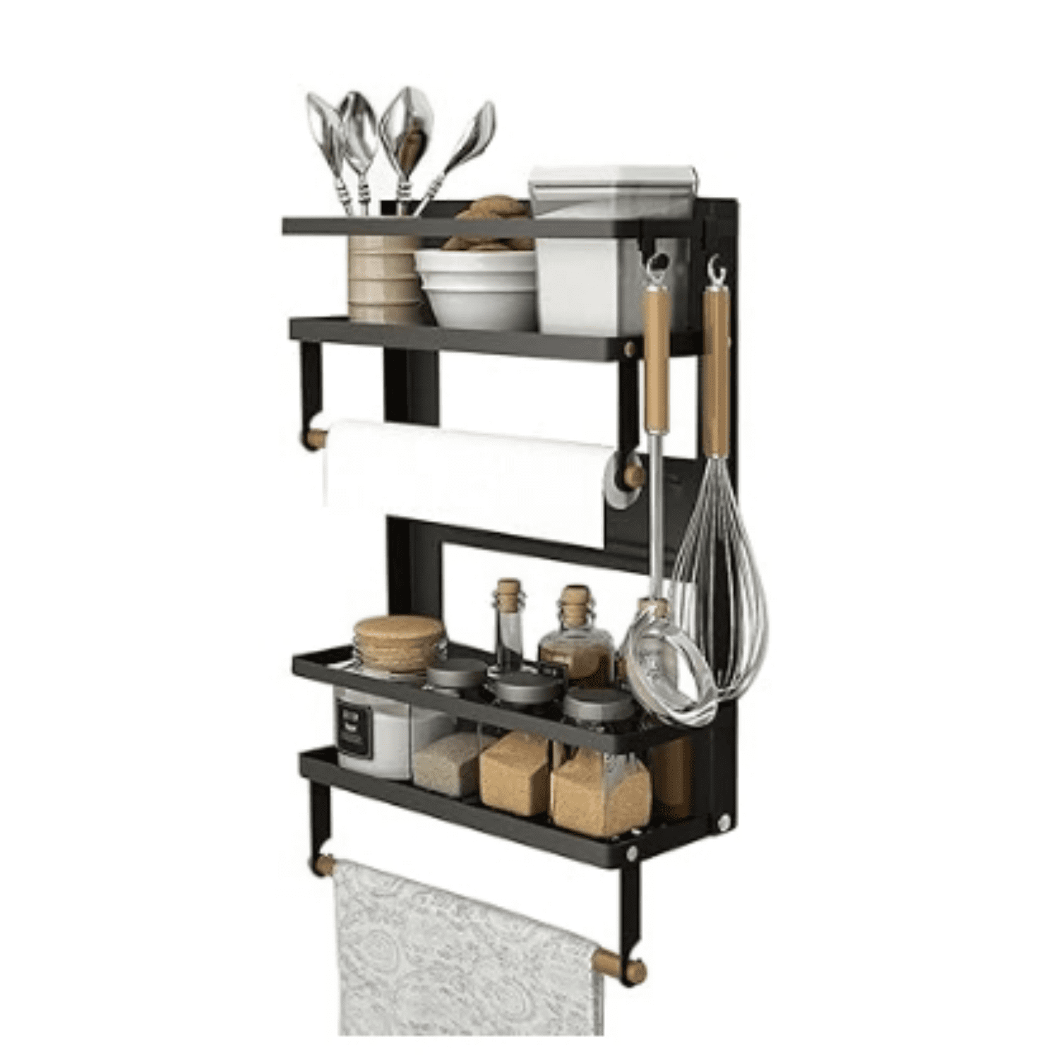 Magnetic Spice Rack,4 Tier Kitchen Magnetic Shelf for Refrigerator ...