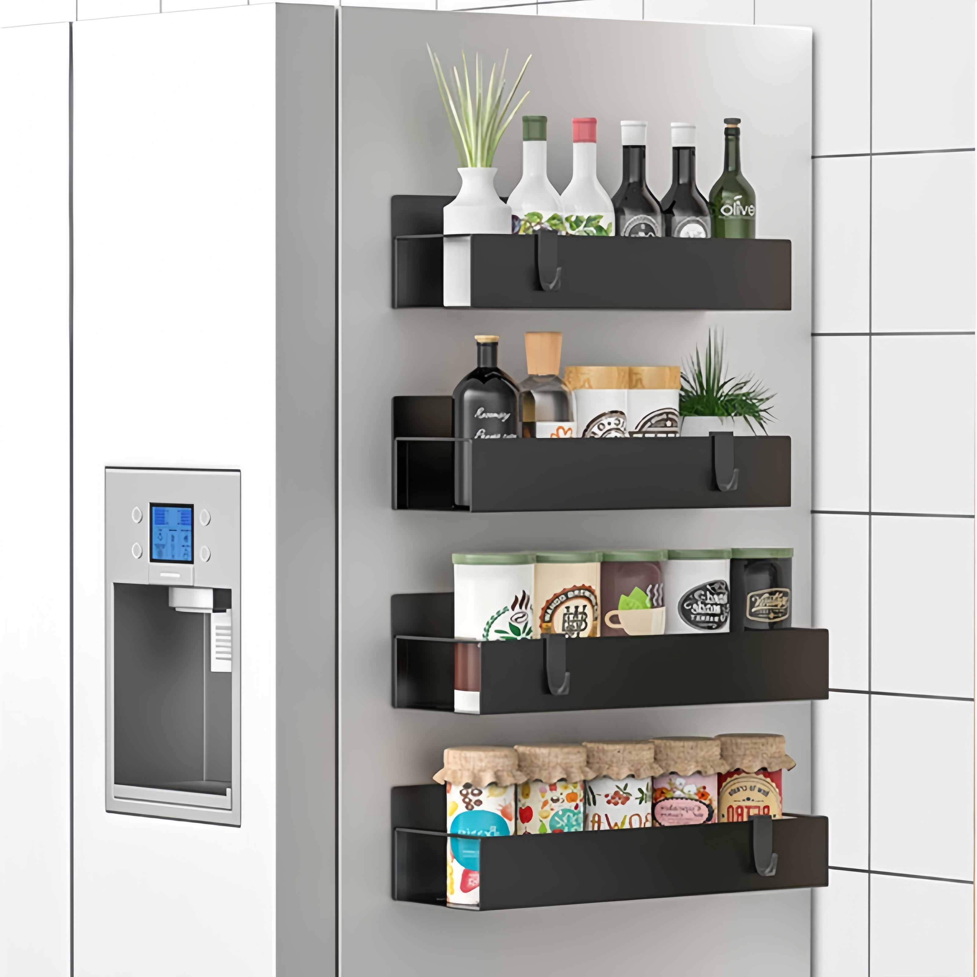 Magnetic Spice Rack Organizer, BKSDUEH 4 Pack Moveable Fridge Spice ...
