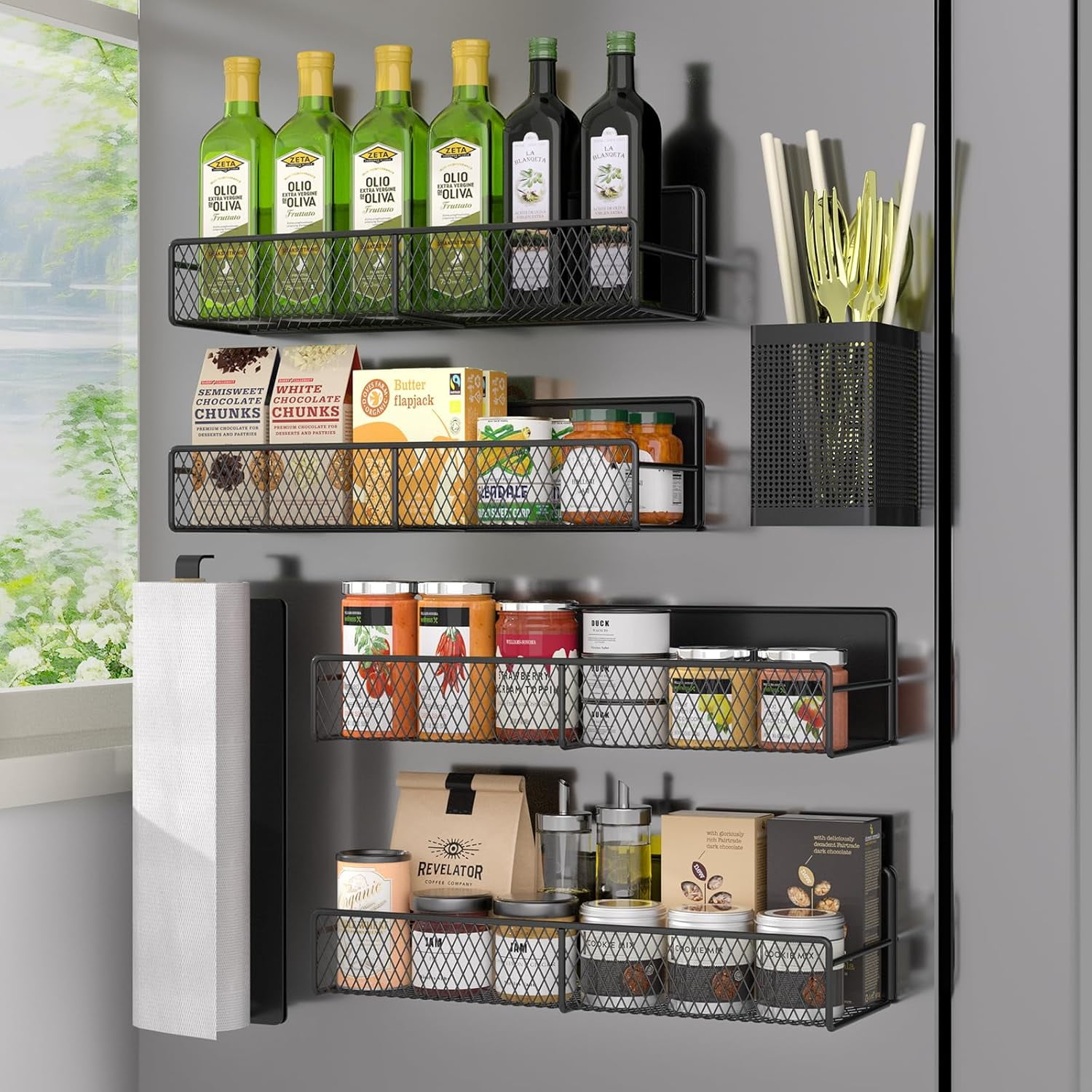 Magnetic Spice Rack for Refri rator, 6 Pack 100% Metal Strong Magnet ...