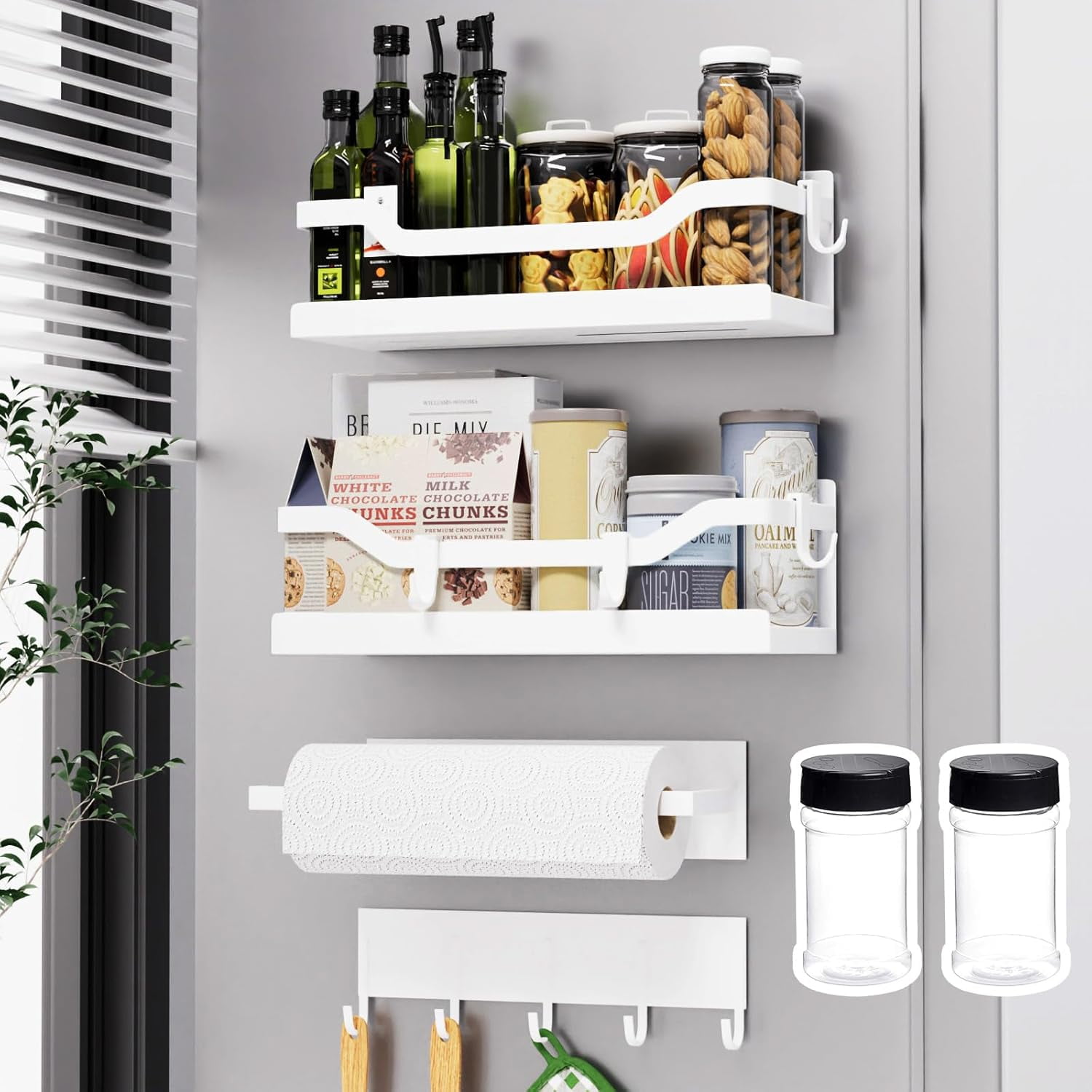 Magnetic Spice Rack for Refrigerator, 4 Pack Heavy Duty Metal Strong ...