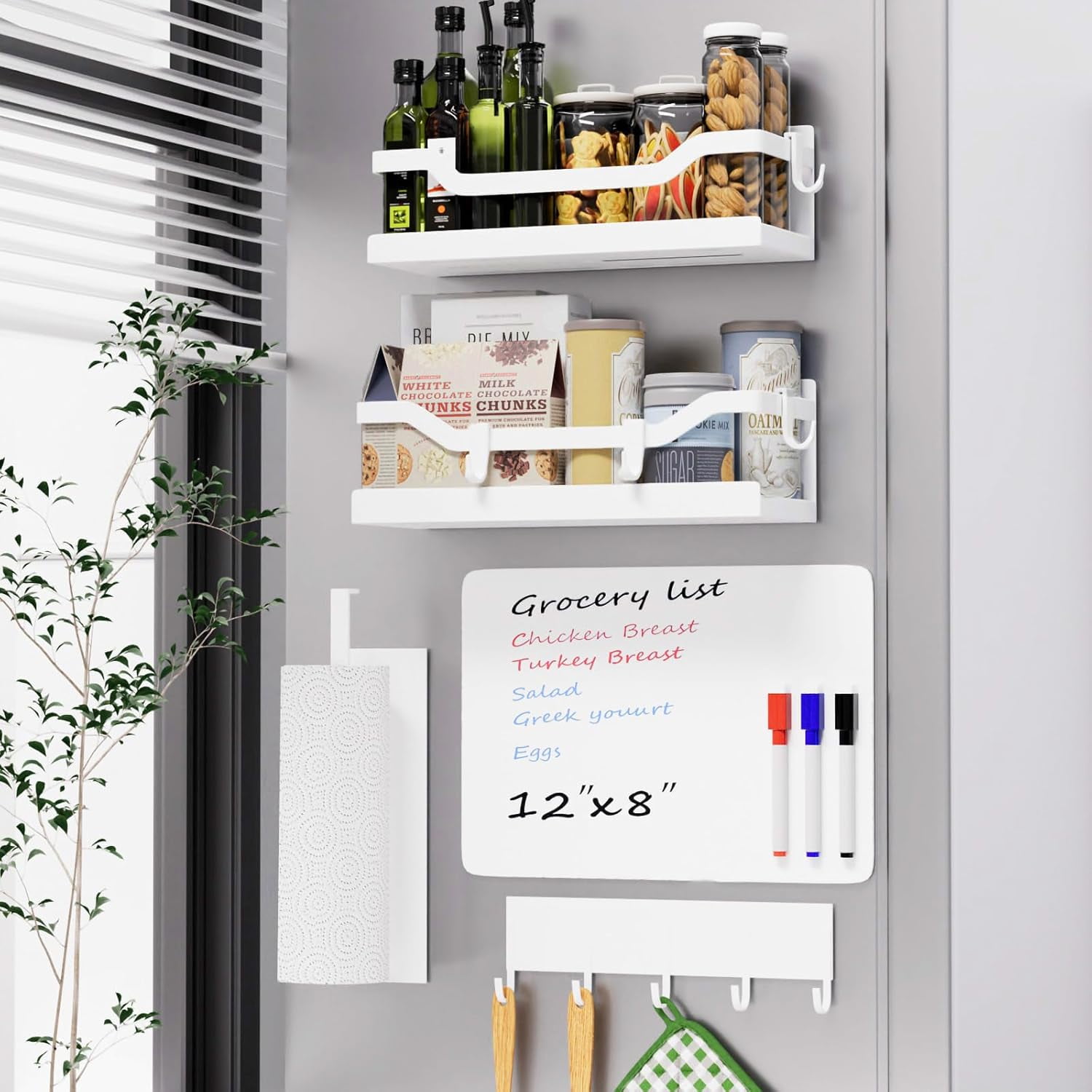 Magnetic Spice Rack for Refrigerator, 4 Pack Heavy Duty Metal Strong ...