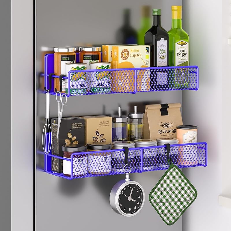 Magnetic Spice Rack for Refrigerator, 6 Pack 100% Metal Strong Magnet ...