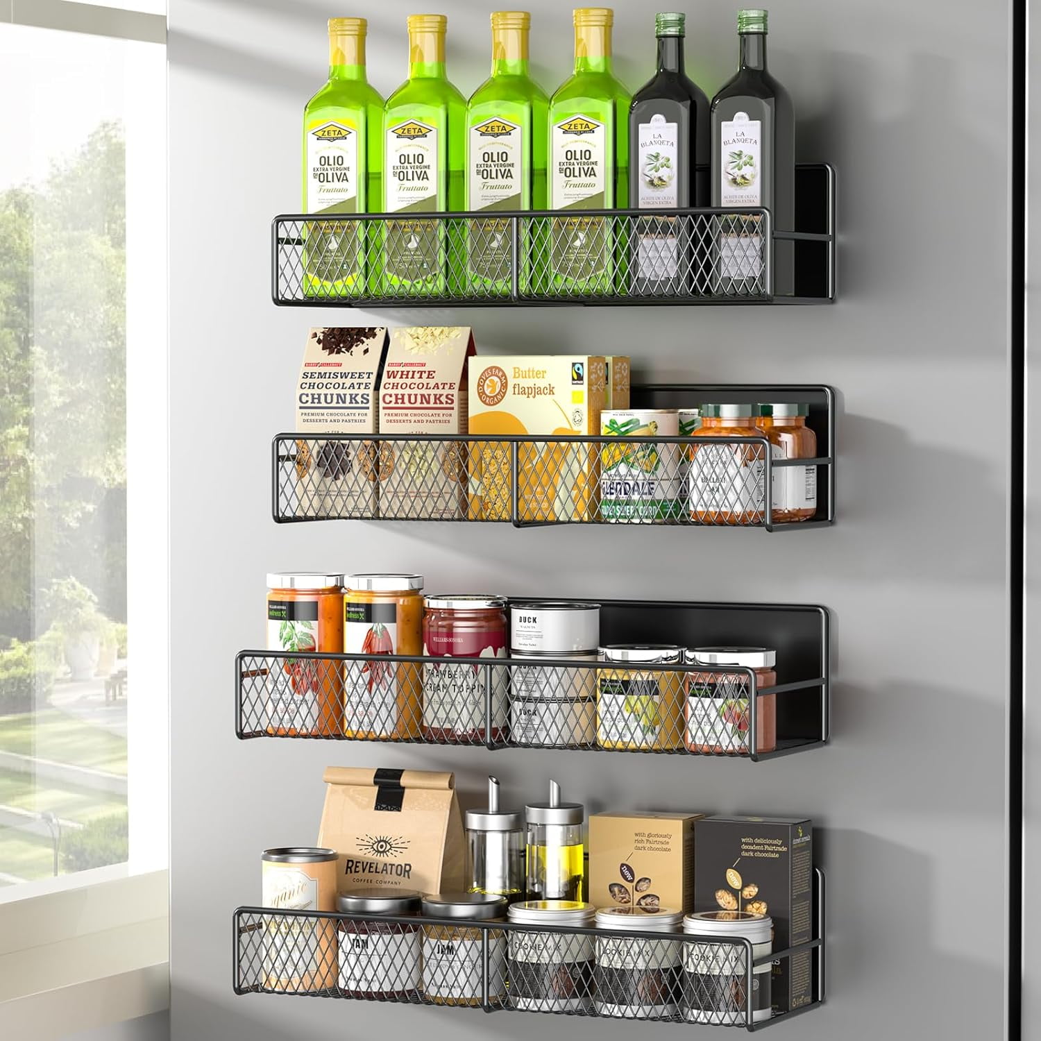 Magnetic Spice Rack for Refrigerator, 6 Pack 100% Metal Strong Magnet ...