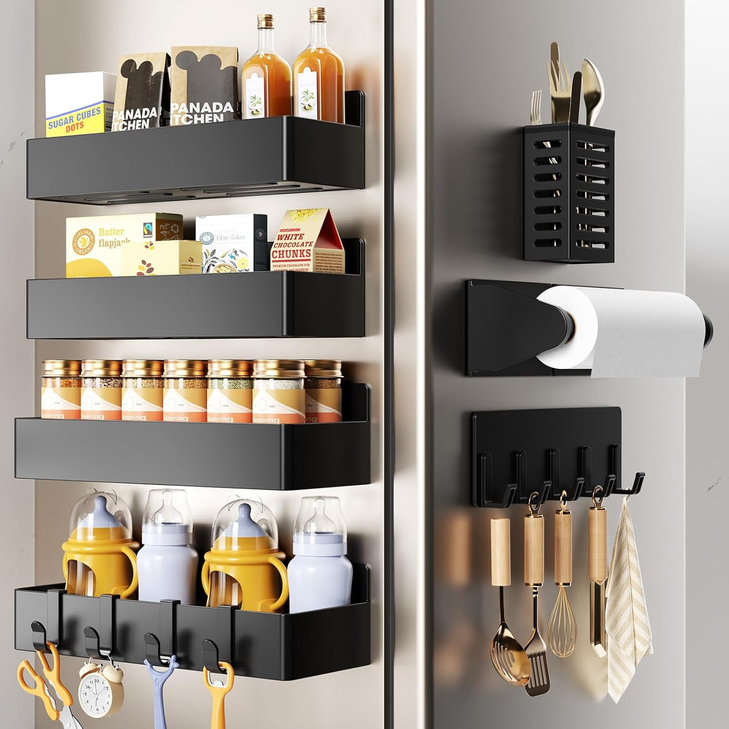Magnetic Spice Rack for Refrigerator,7 Pack Magnetic Shelf,Fridge ...