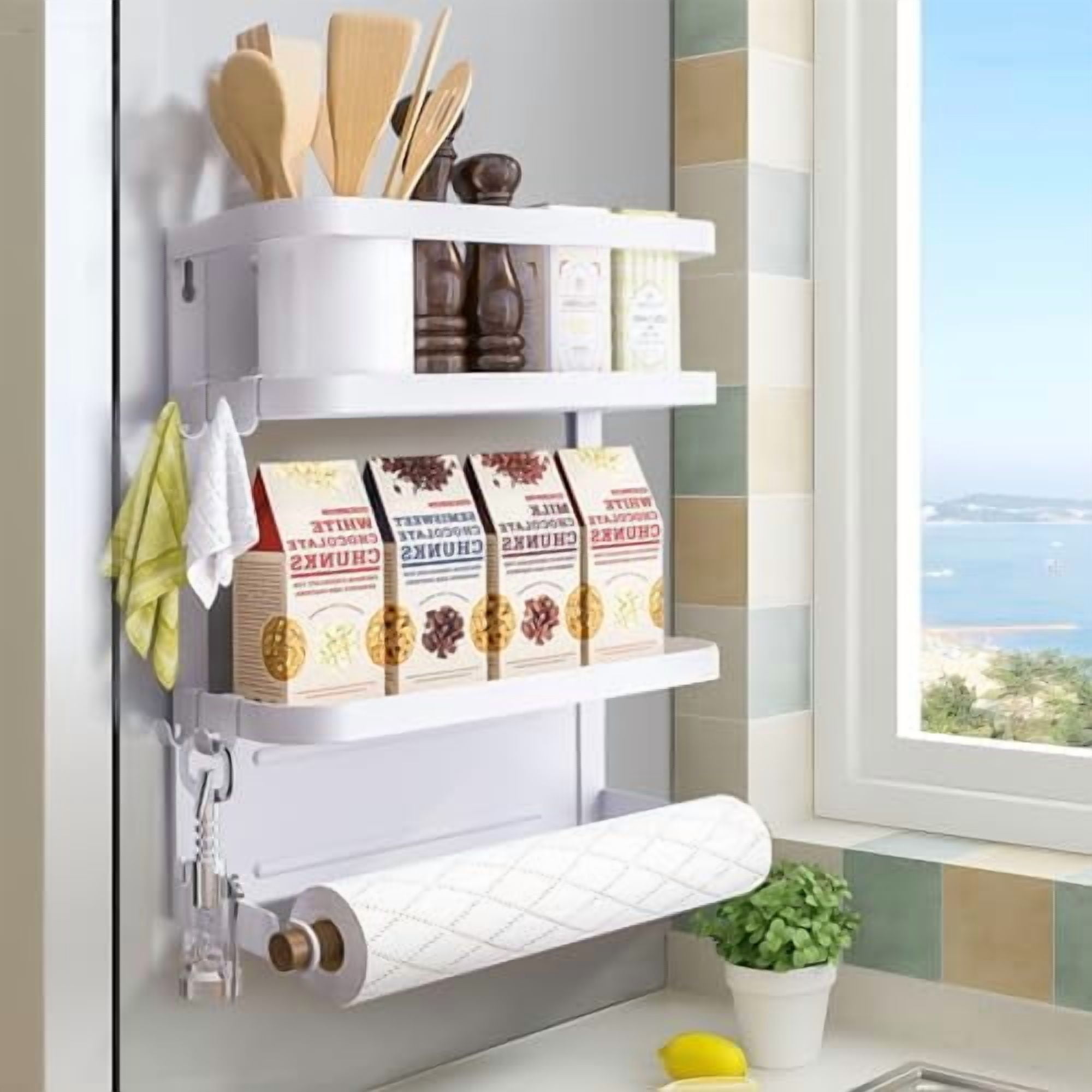 Magnetic Spice Rack for Refrigerator Magnetic Paper Towel Holder for ...