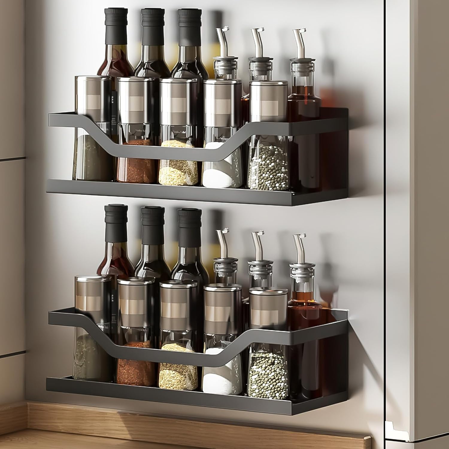 Magnetic Spice Rack for Refrigerator, Heavy Duty Magnetic Shelves for ...