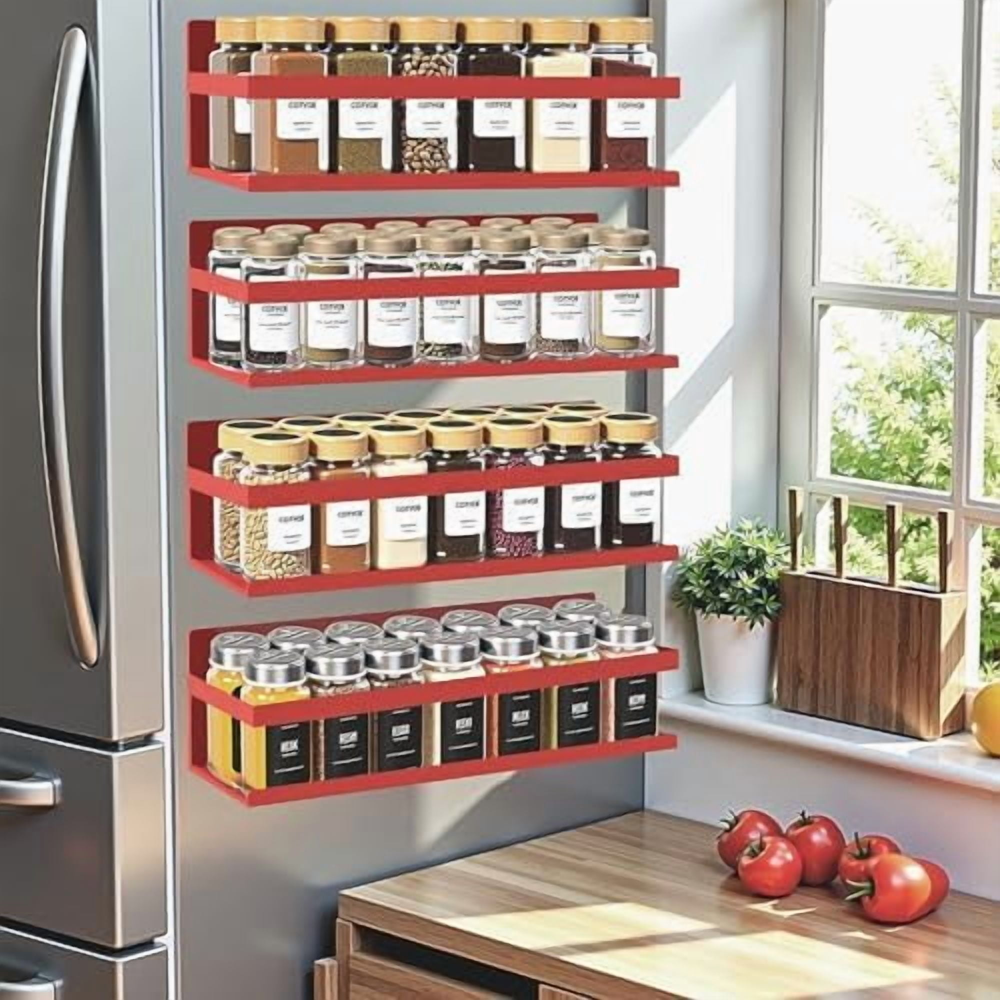 Magnetic Spice Rack for Refrigerator Magnetic Shelves Storage Seasoning ...