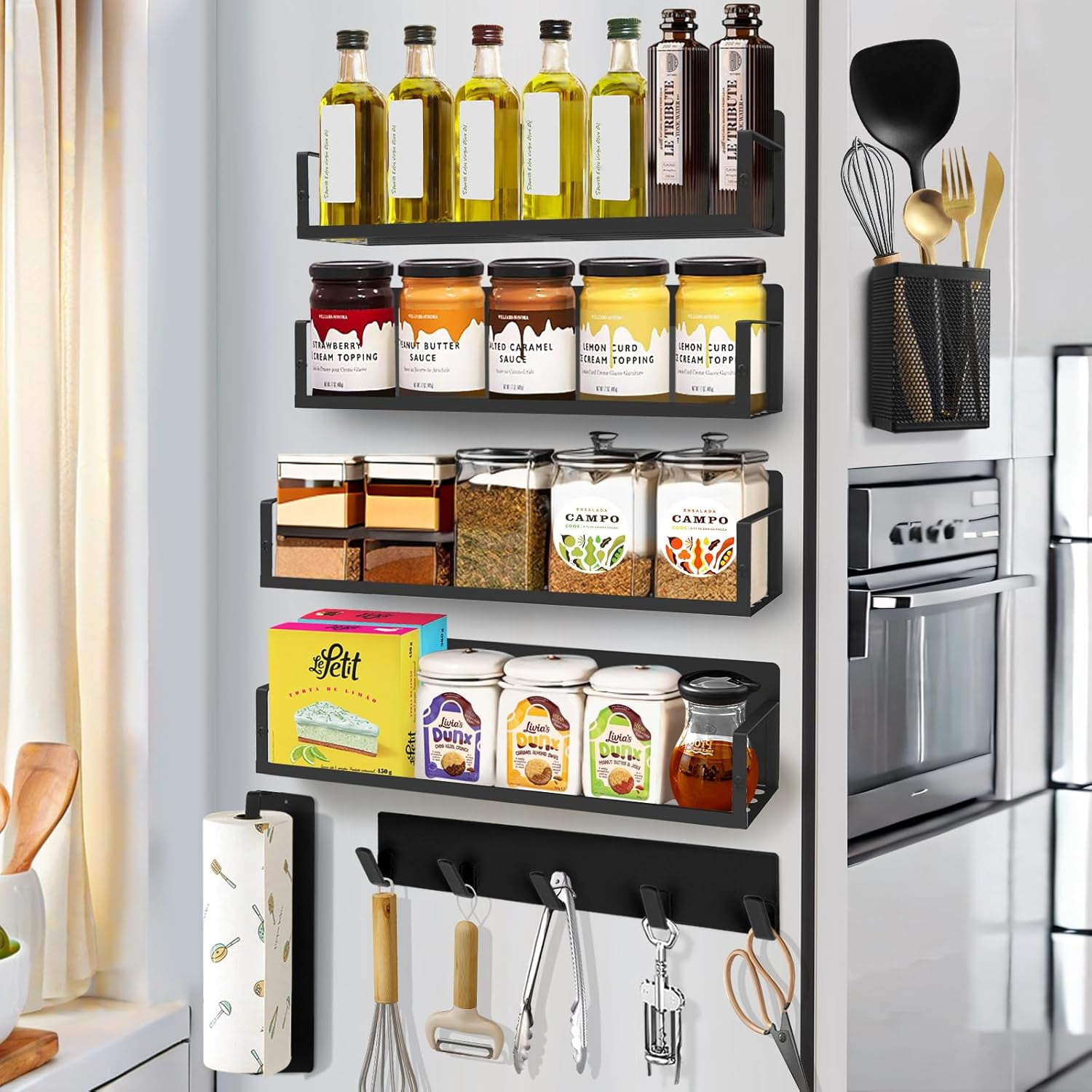 Magnetic Spice Racks, 7 Pack Spice Rack Carbon Steel Organizer for ...