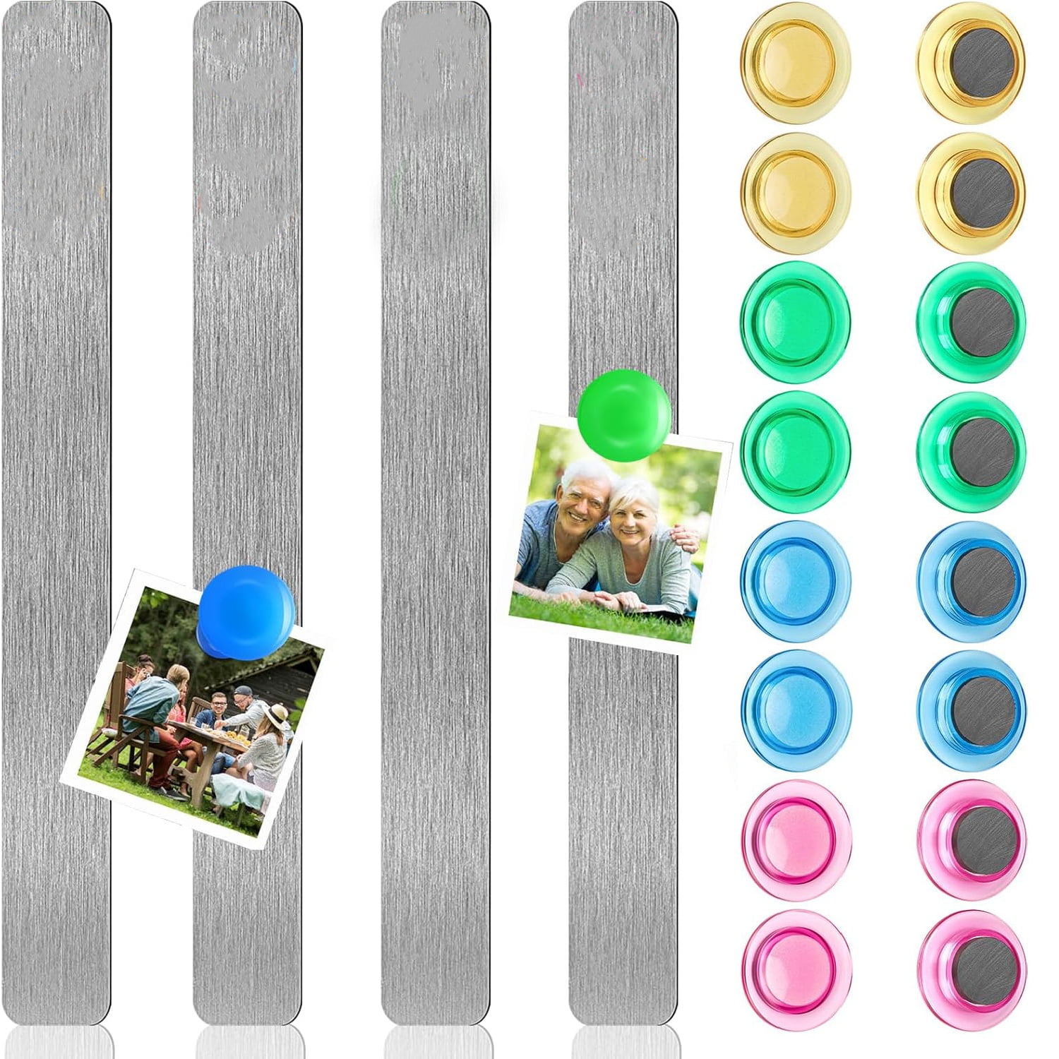 Magnetic Stainless Iron Board Strips,4 Pack Adhesive Backing Bulletin ...