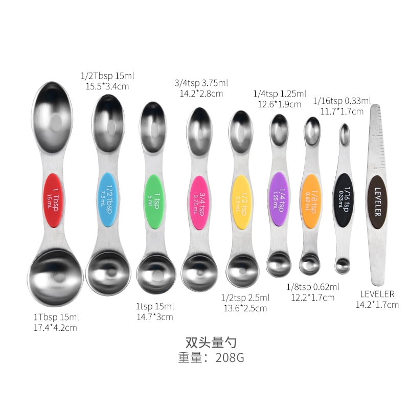 Magnetic Stainless Steel Double Ended Measuring Spoon 9 Piece Set ...
