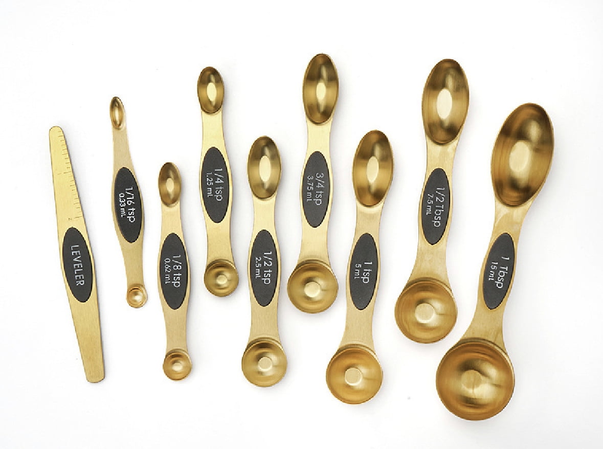 Magnetic Stainless Steel Double Ended Measuring Spoon 9 Piece Set ...