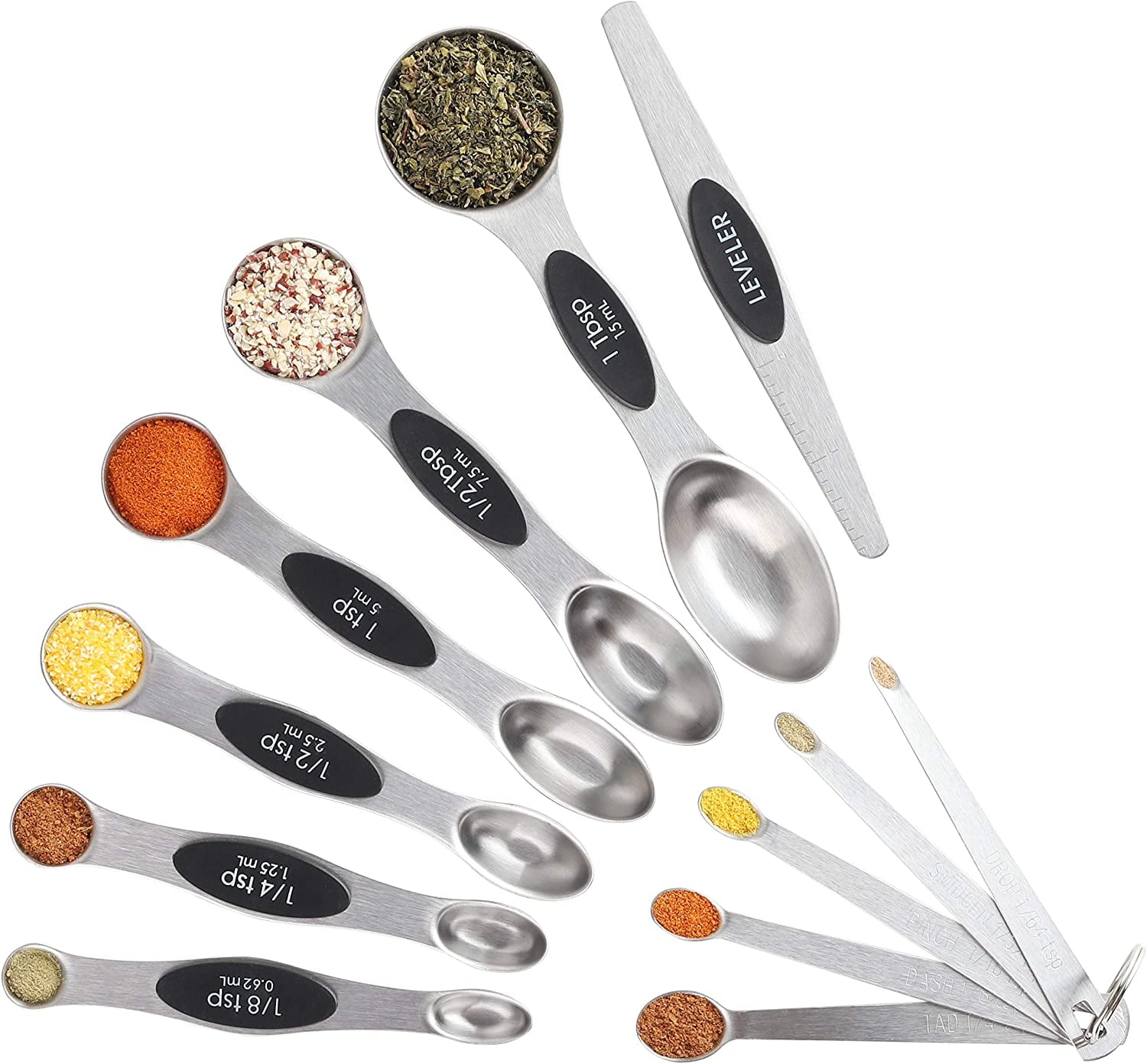 Magnetic Stainless Steel Measuring Spoons Set of 12 Include 6 Dual ...