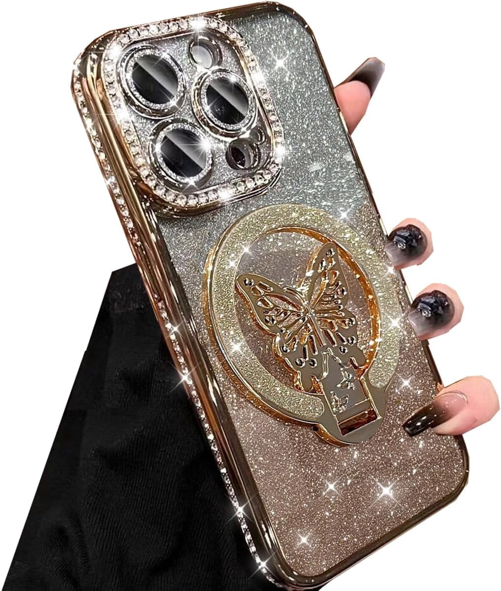Magnetic Stand Glitter Case for iPhone 16 Pro,[Compatible with Magsafe ...