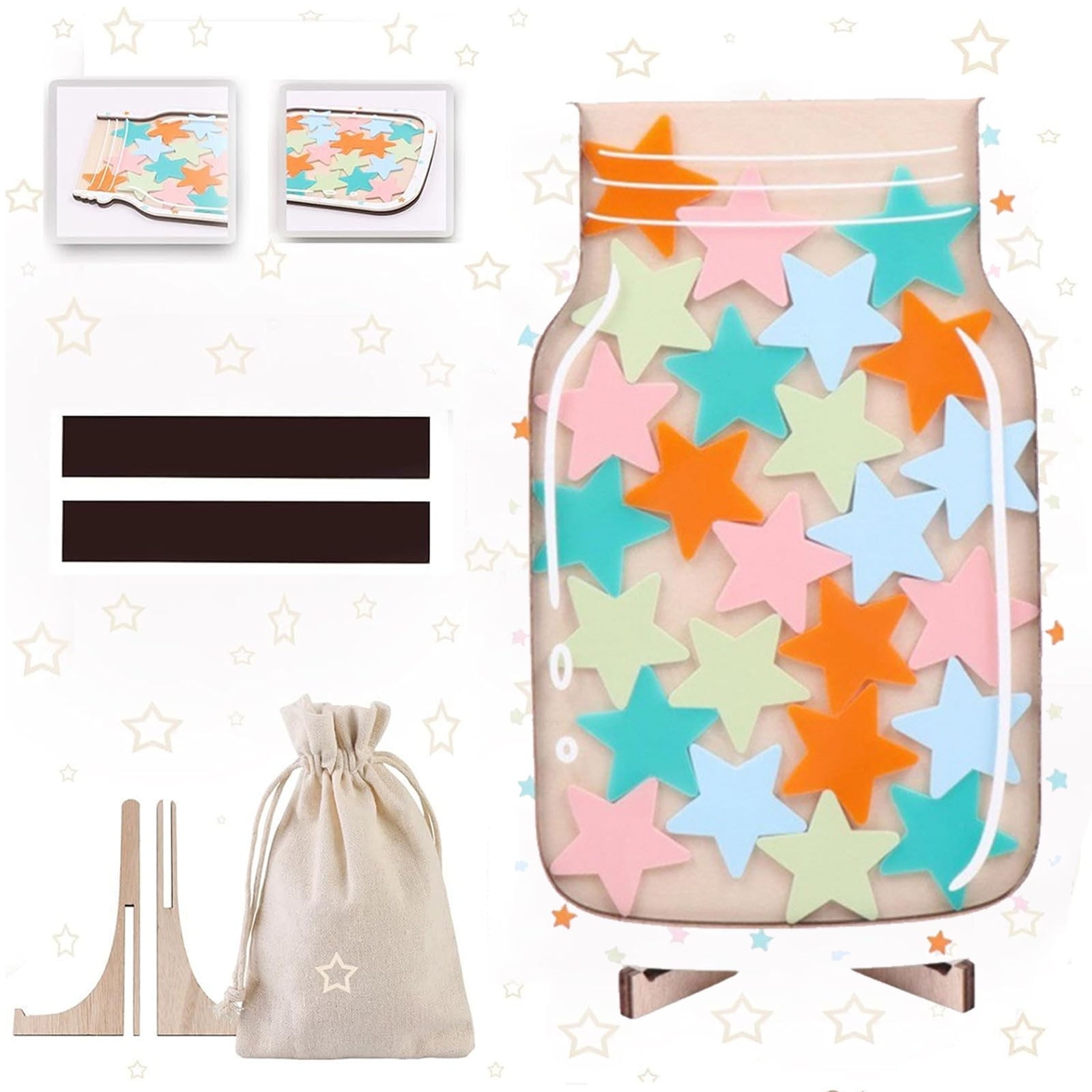 Magnetic Star Reward Jar, Classroom Behavior Chart with Magnets, Wooden ...
