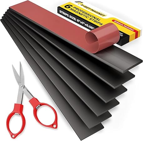 X-bet MAGNET Professional Magnetic Strips Adhesive Tapes, Black, 6" x 1 ...