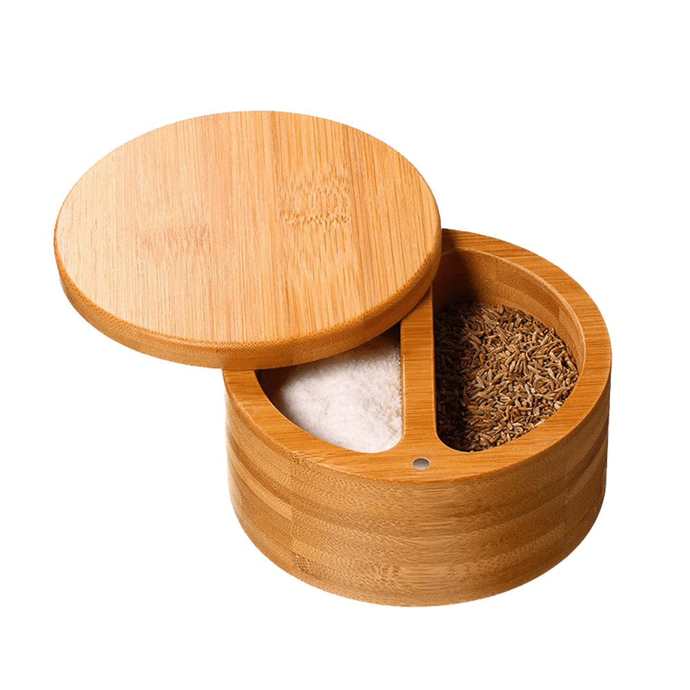 Magnetic Swivel Lid Salt Cellar Premium Bamboo Salt Container, Salt ...