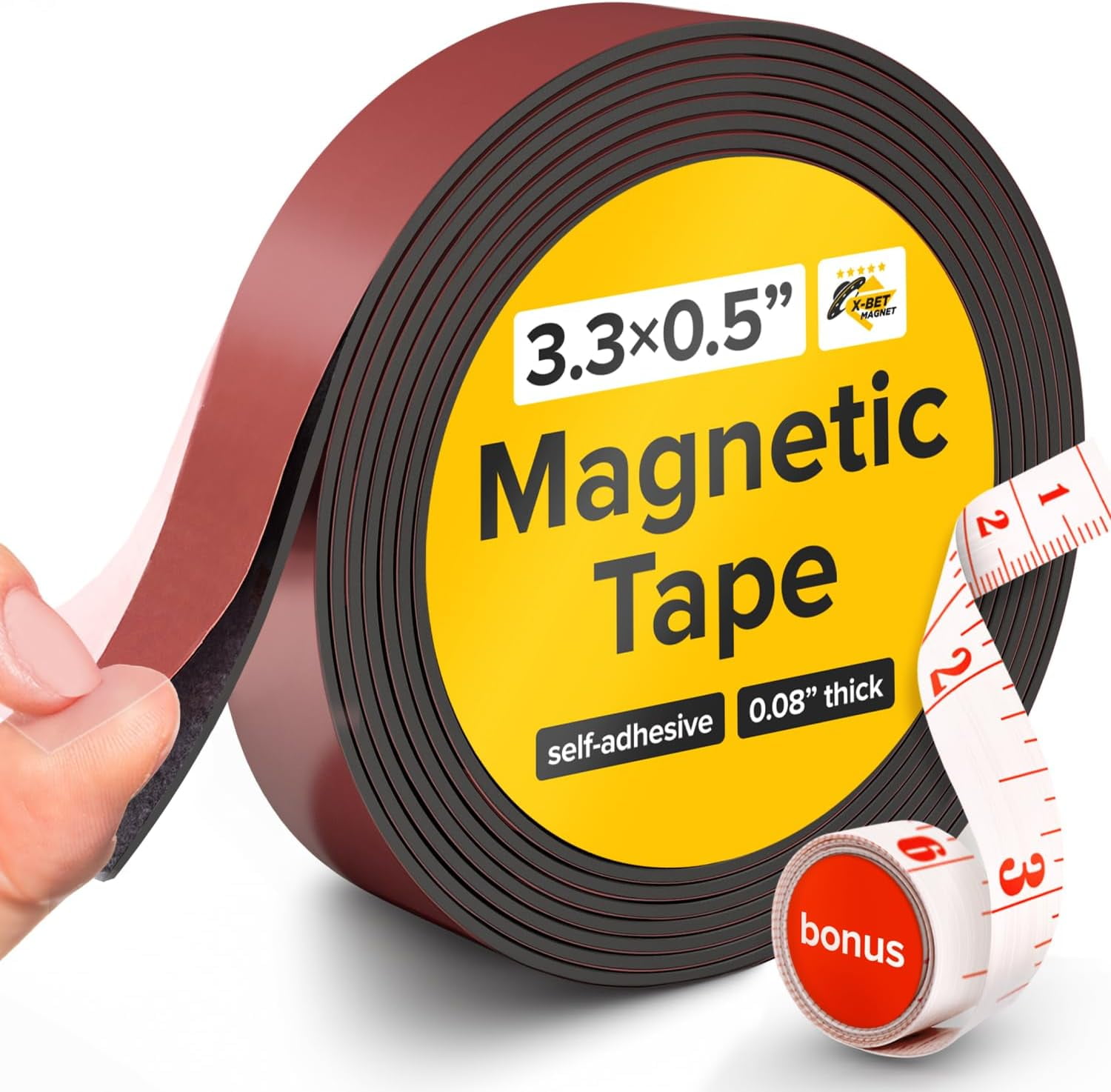 X-bet MAGNET Doublesided Heavy Duty Magnet Tape Strip-adhesive 0.5 Inch ...