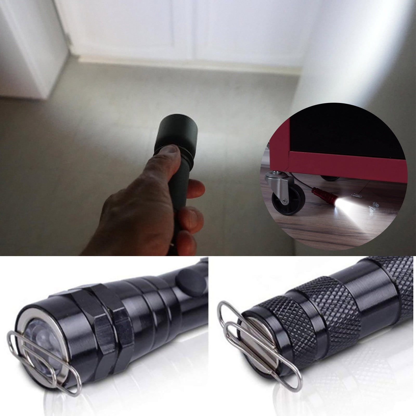 Magnetic Telescoping Flashlight, Extendable LED Work Light with Pickup ...