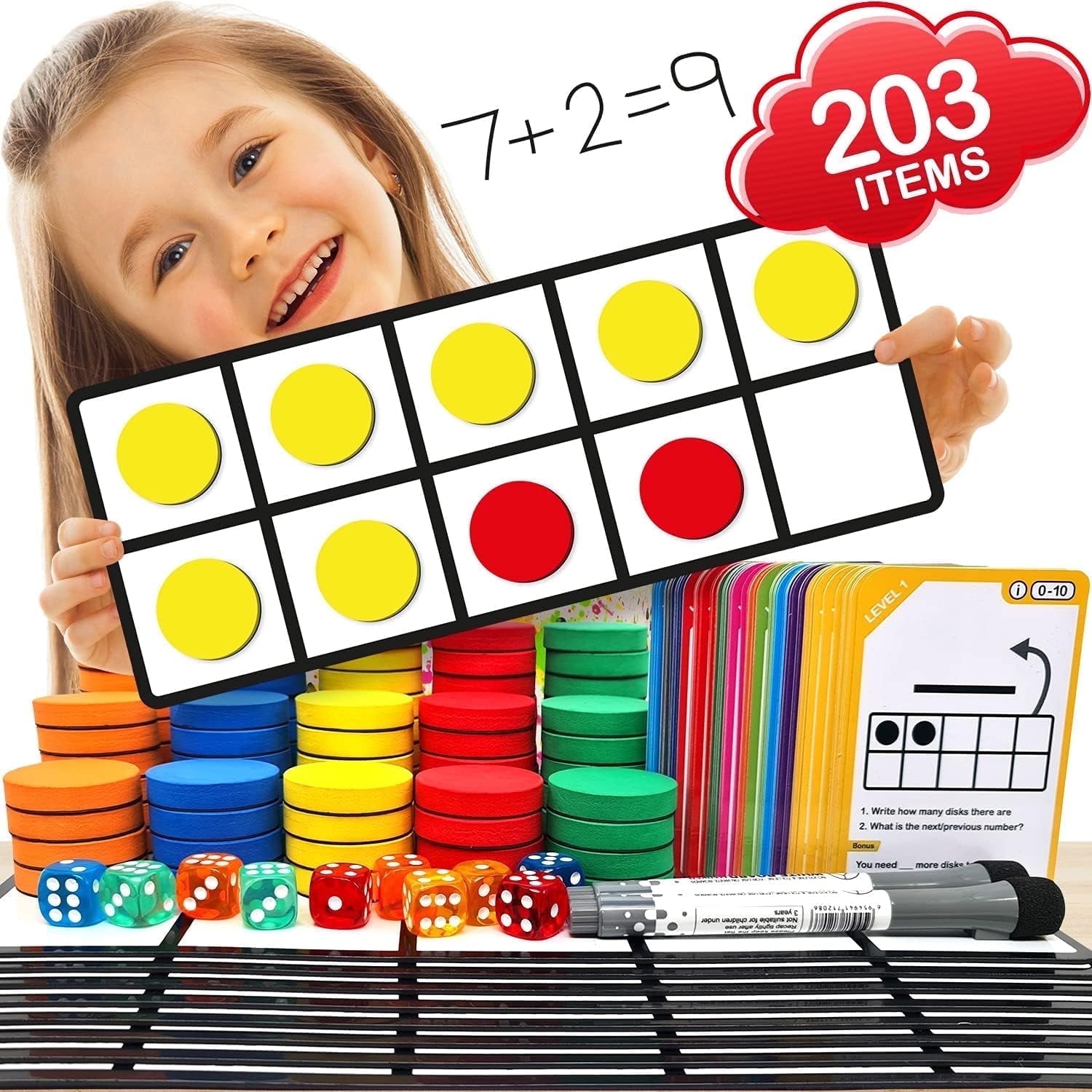 Magnetic Ten Frame Set: Math Manipulatives Kit for Home, Kindergarten ...