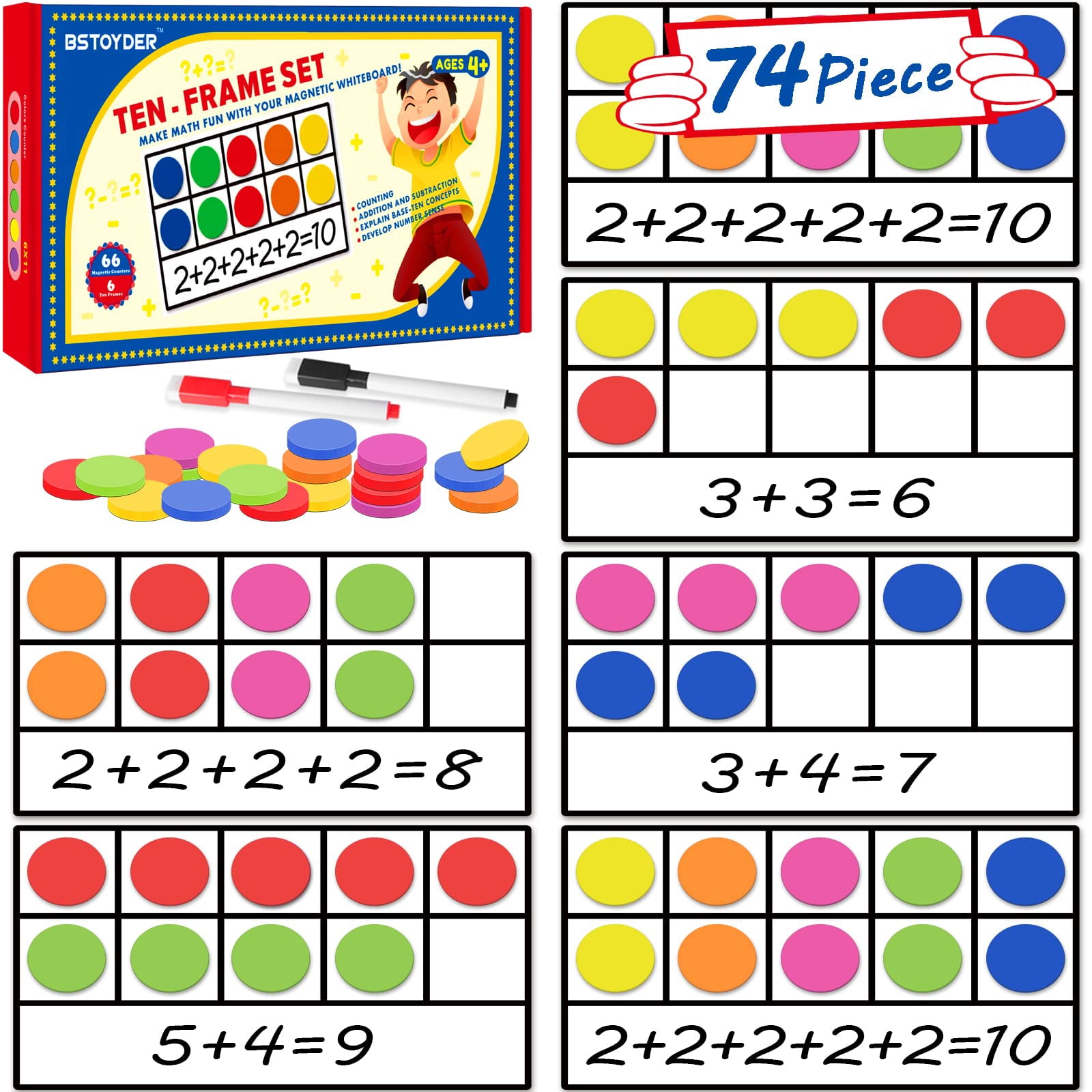Magnetic Ten-Frame Set - OIF8 Math Manipulatives Games for Kindergarten ...