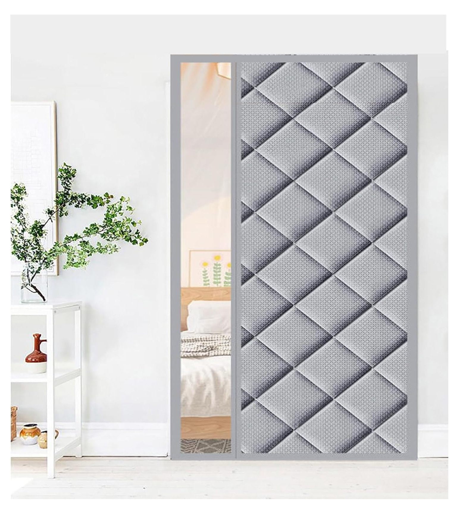 Magnetic Thermal Insulated Blackout Door Curtain Storm Wind Fleece ...