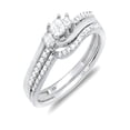 Magnetic Three Stone Diamond Wedding Set 1 Carat Princess Cut Diamond ...