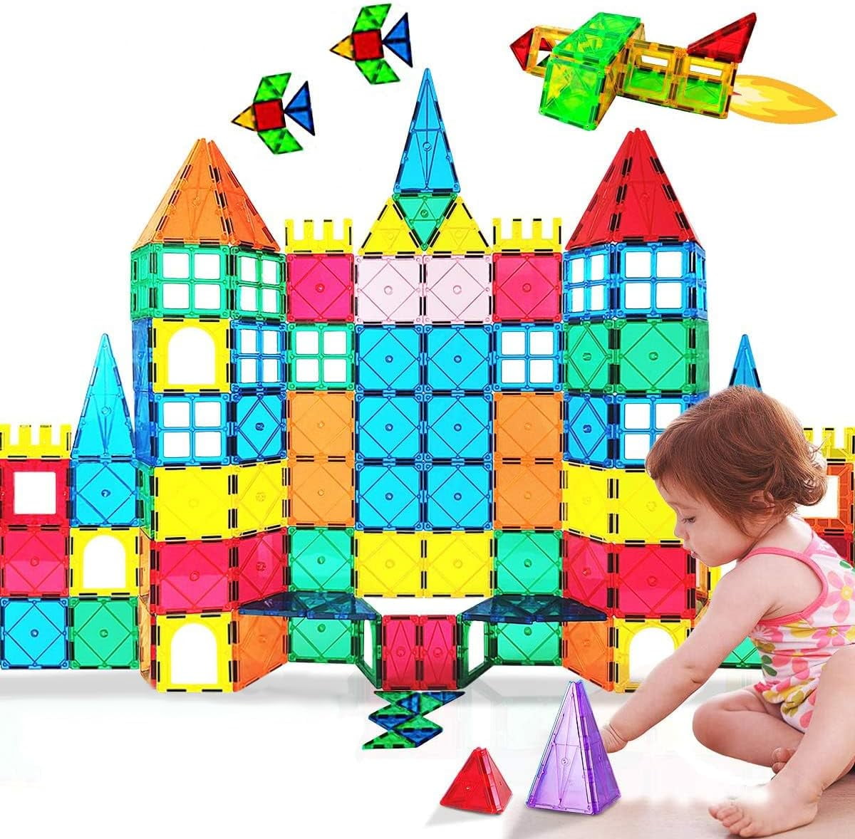 Magnetic Tiles 100PCS Magnets Building Set Magnetic Blocks Montessori ...