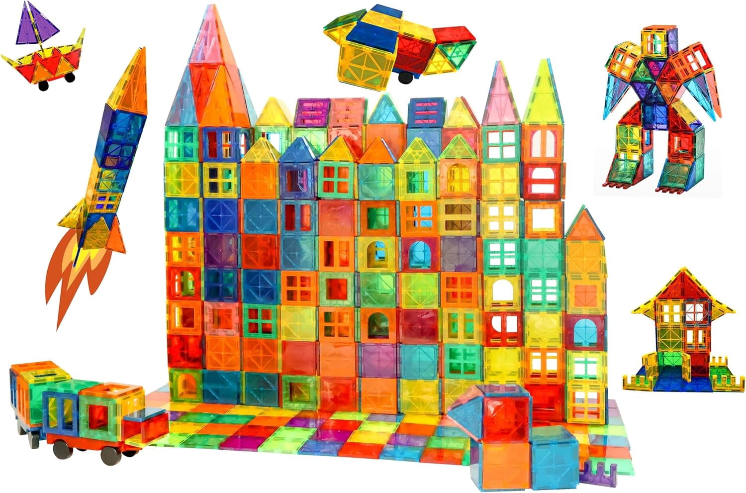 Magnetic Tiles 136 PCS with 2 Cars and 8 Extra Alphabets – STEM ...