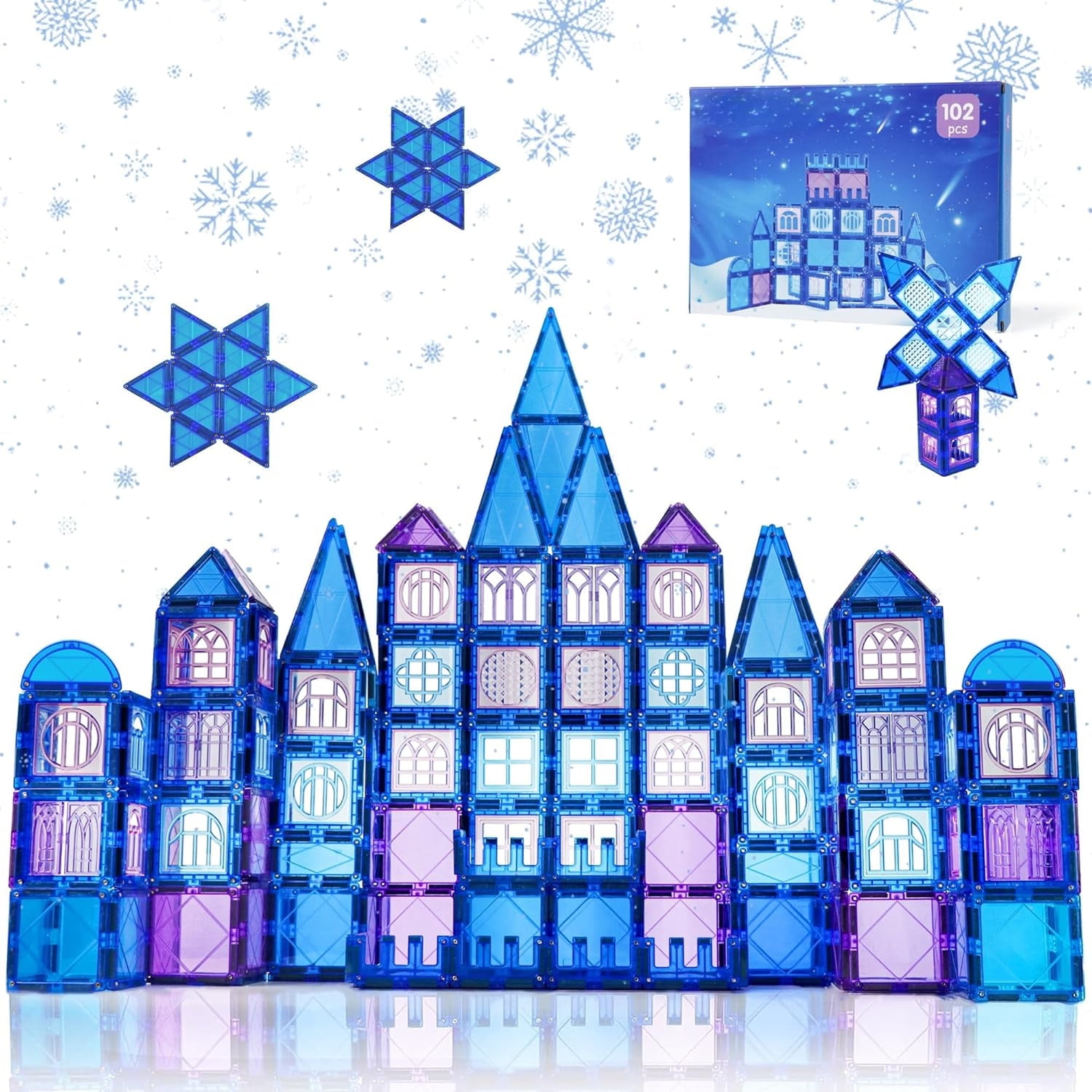 Magnetic Tiles 176Pcs Marble Run Children's Educational Toys for ...