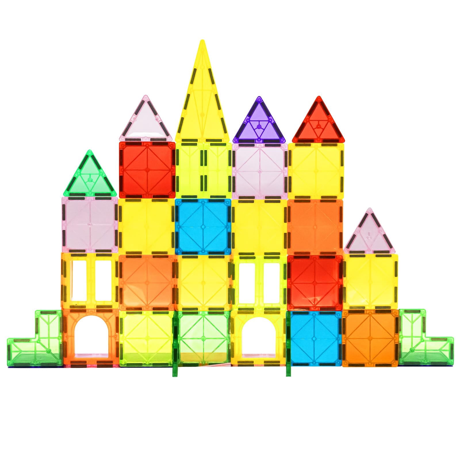 Magnetic Tiles 68PCS 3D Clear STEM Sensory Educational Building Blocks ...