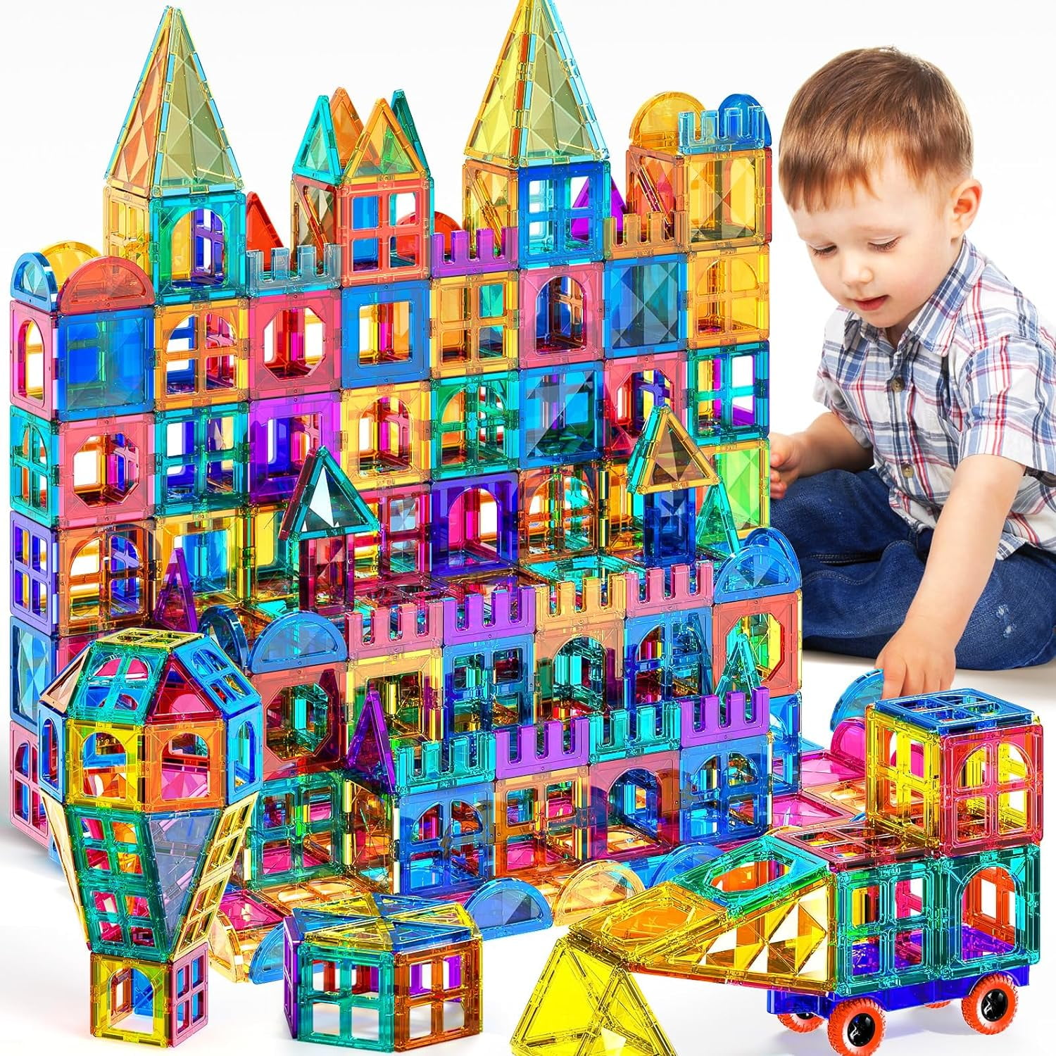 Magnetic Tiles Building Blocks - 80 Piece STEM Toy Gift for Kids ...