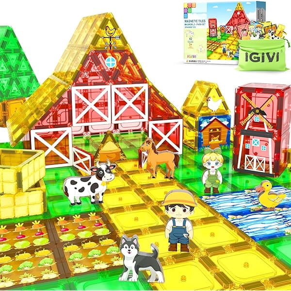 Magnetic Tiles Farm Animals Toddler Toys, STEM Magnet Building Blocks ...