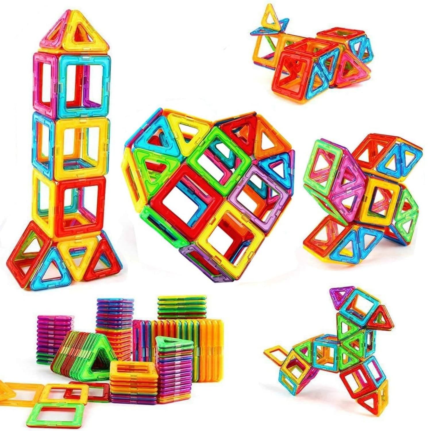 Magnetic Tiles for Kids, 50 Pcs Magnetic Building Blocks Set, Magnetic ...
