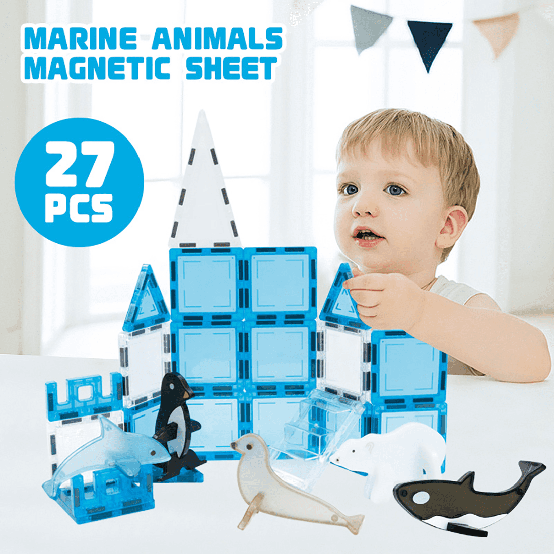 Magnetic Tiles Sea Animals Magnet Building Blocks Toys for Kids ...