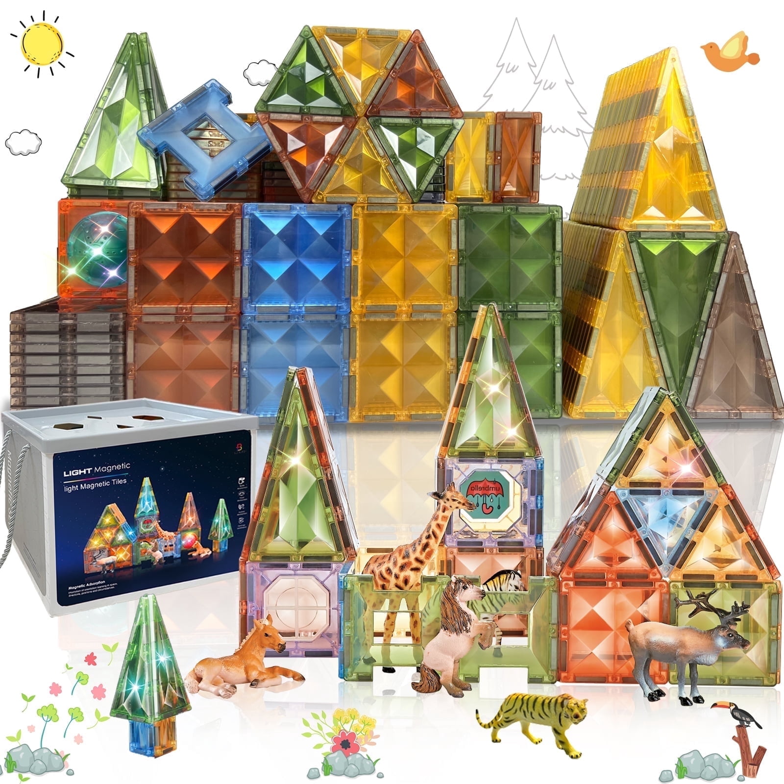 UFULMN Magnetic Tiles Set, 3D Stem Learning Toy, Geometric Building ...