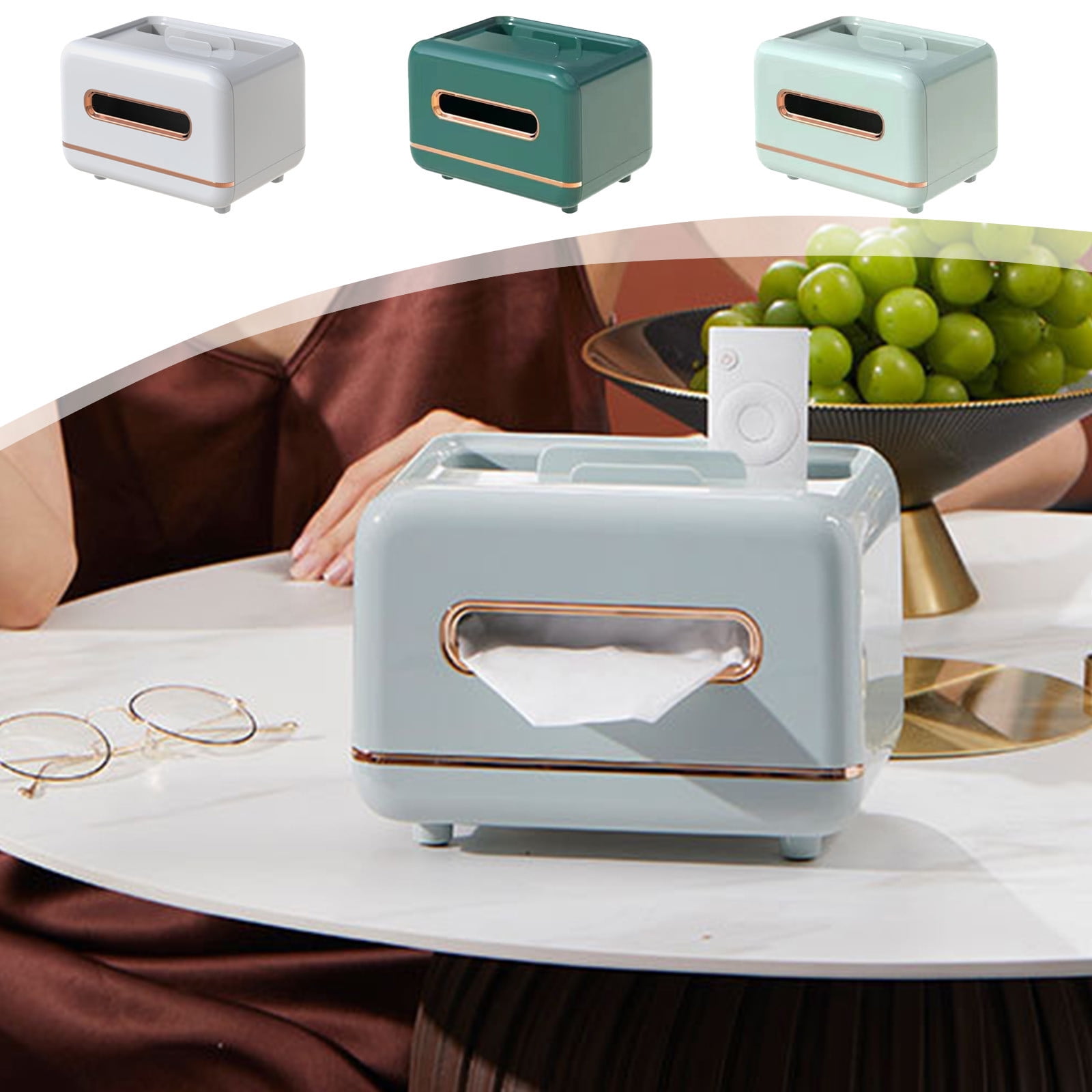 Magnetic Tissue Box Holder with Phone Stand and Remote Control Storage ...